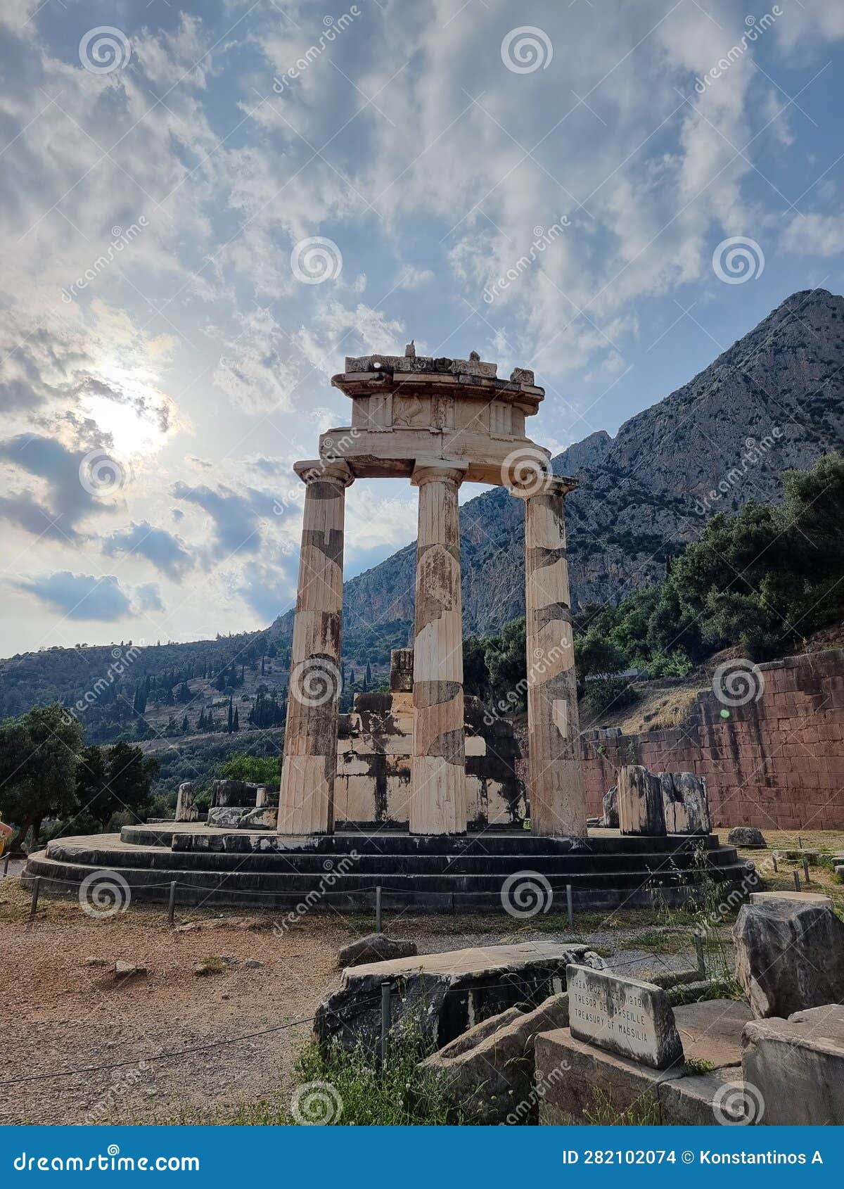 Greece Delphi Temple of Athena Pronaia and Tholos Ancient Delphi ...
