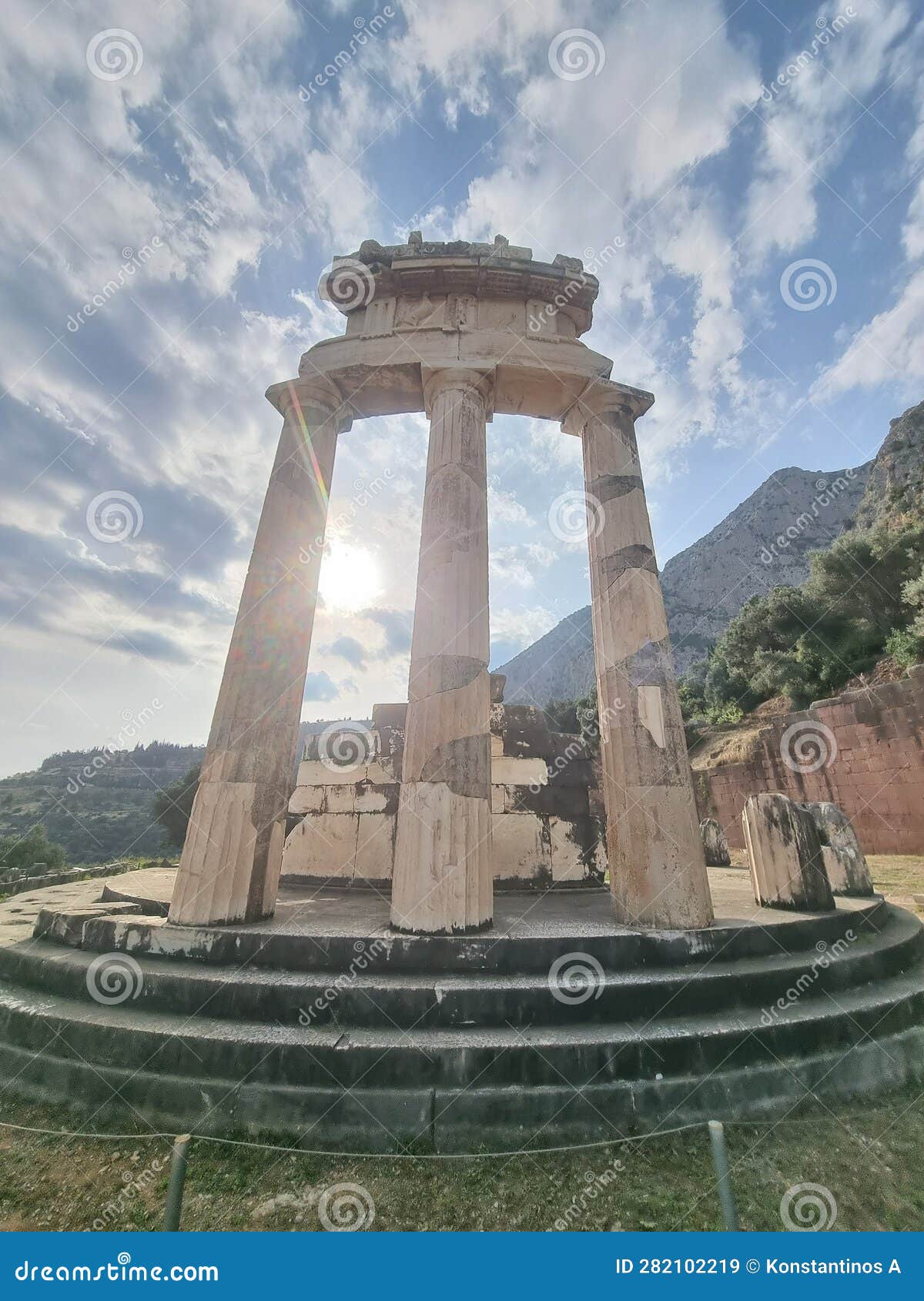Greece Delphi Temple of Athena Pronaia and Tholos Ancient Delphi ...