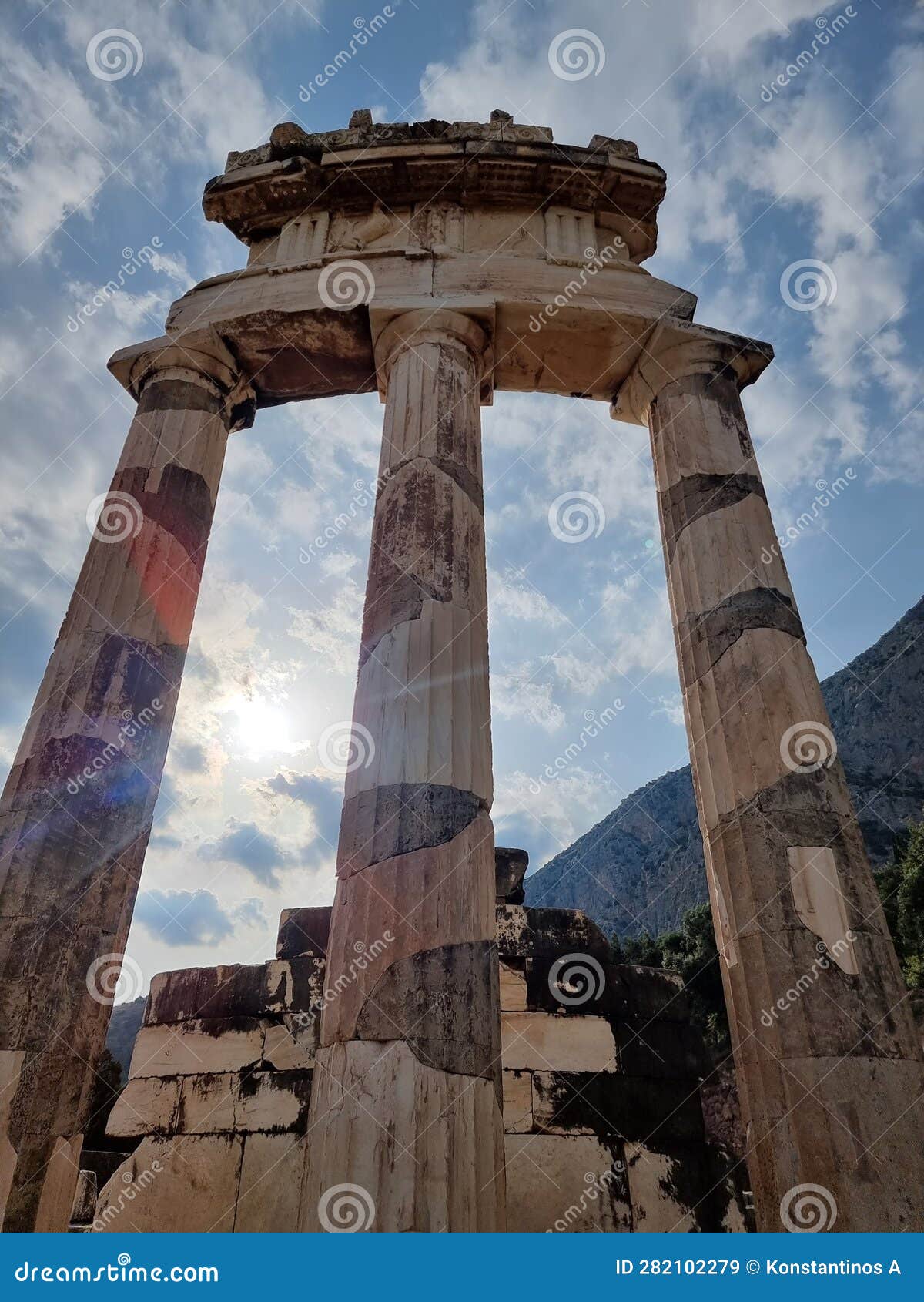 Greece Delphi Temple of Athena Pronaia and Tholos Ancient Delphi ...