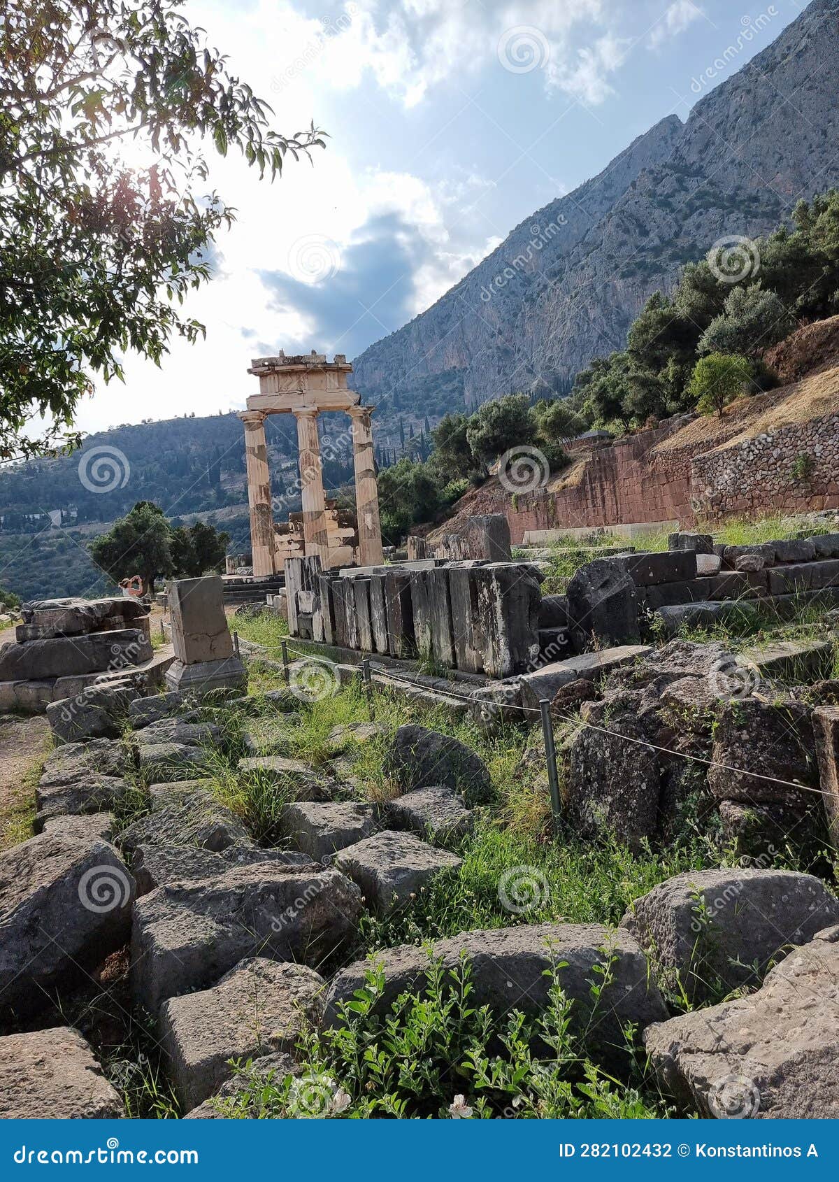 Greece Delphi Temple of Athena Pronaia and Tholos Ancient Delphi ...