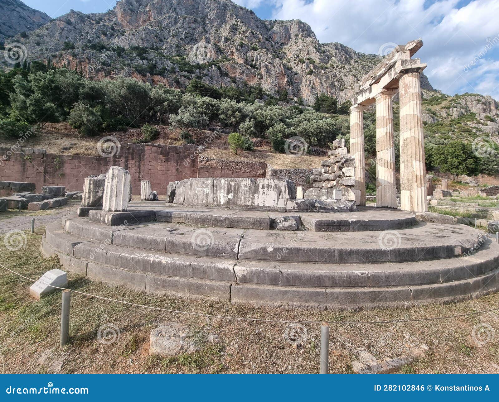 Greece Delphi Temple of Athena Pronaia and Tholos Ancient Delphi ...