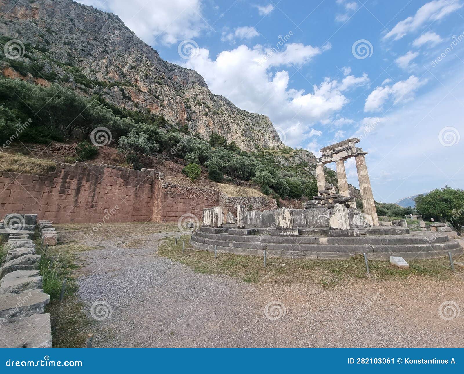 Greece Delphi Temple of Athena Pronaia and Tholos Ancient Delphi ...