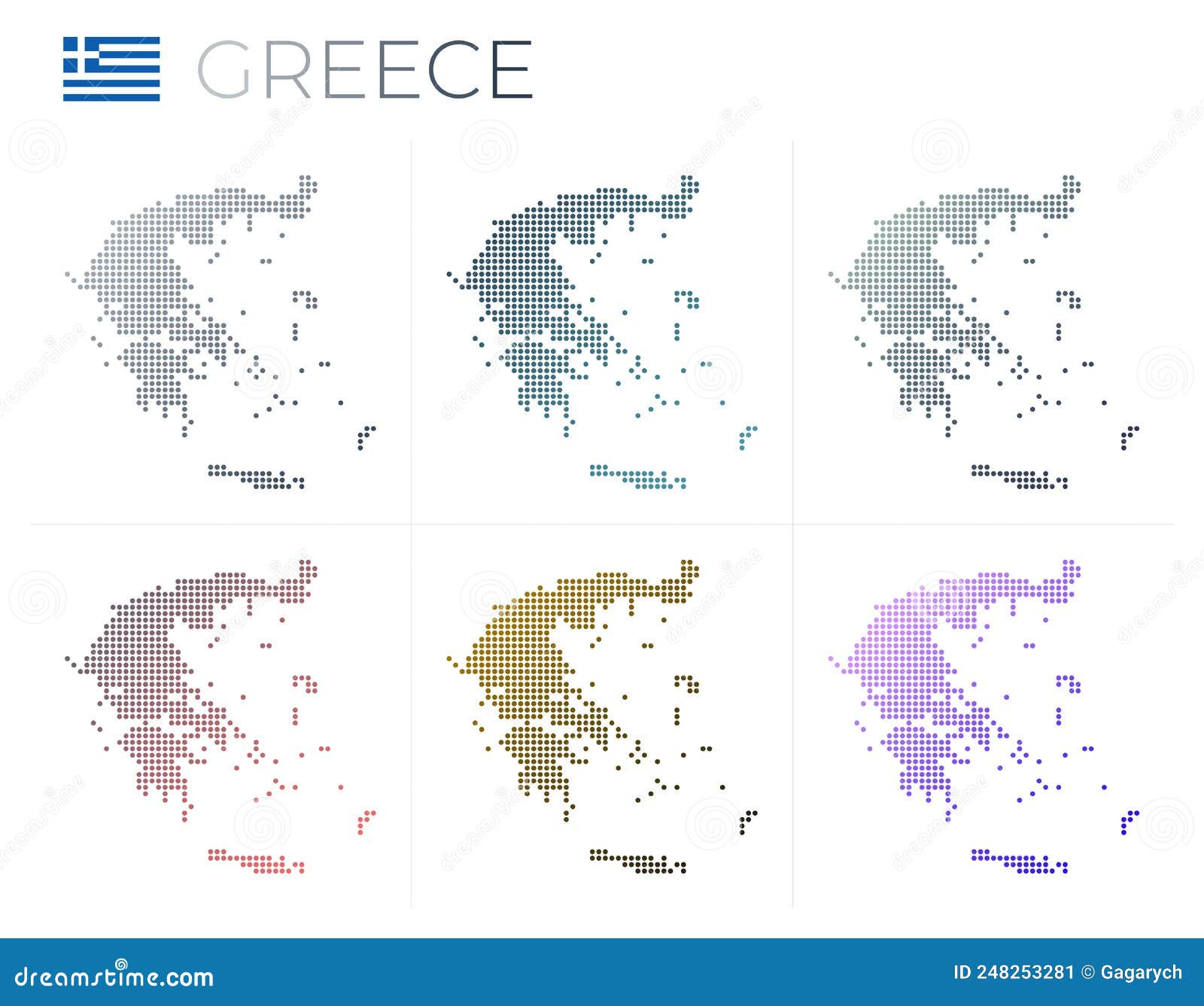 Greece dotted map set. stock vector. Illustration of geography - 248253281