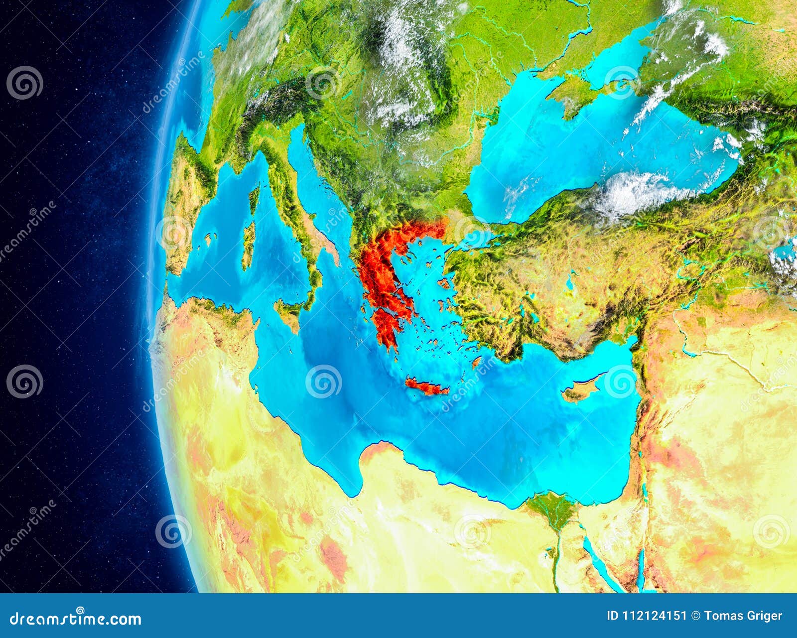 Greece on Earth from space stock illustration. Illustration of country ...