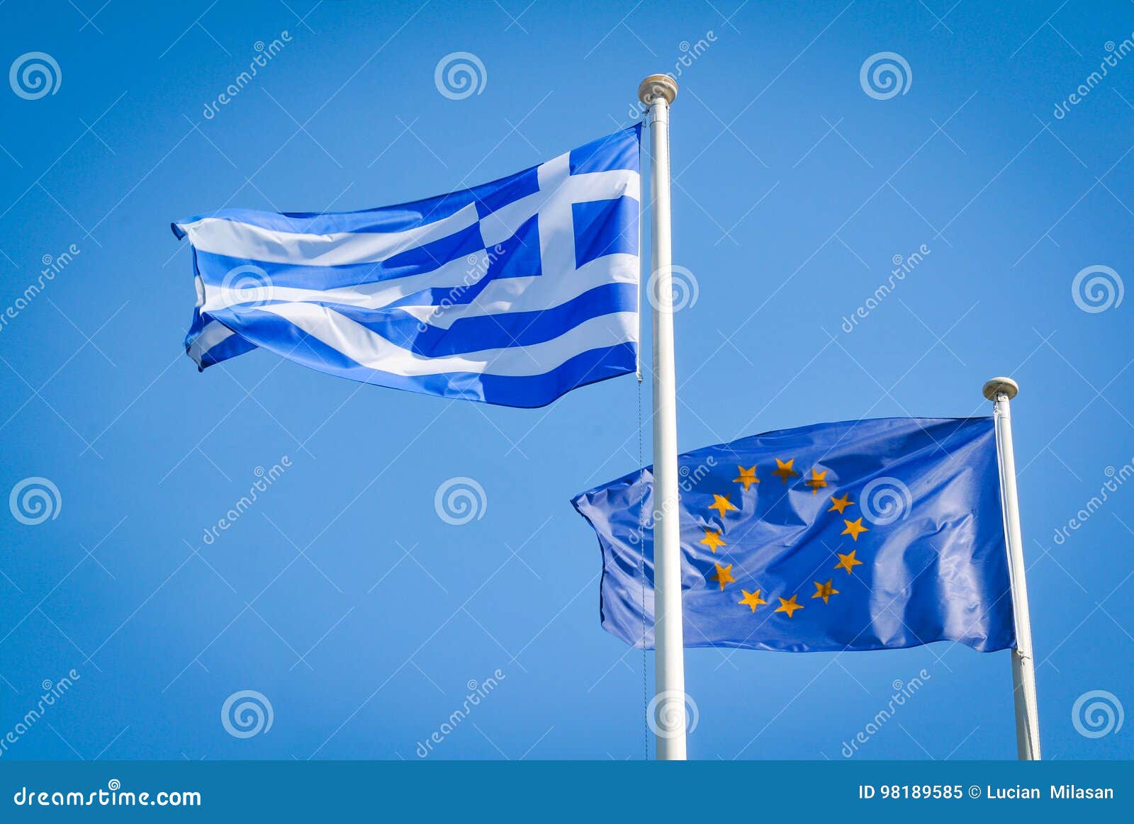 Greece and European Union Flags Stock Image - Image of partnership ...
