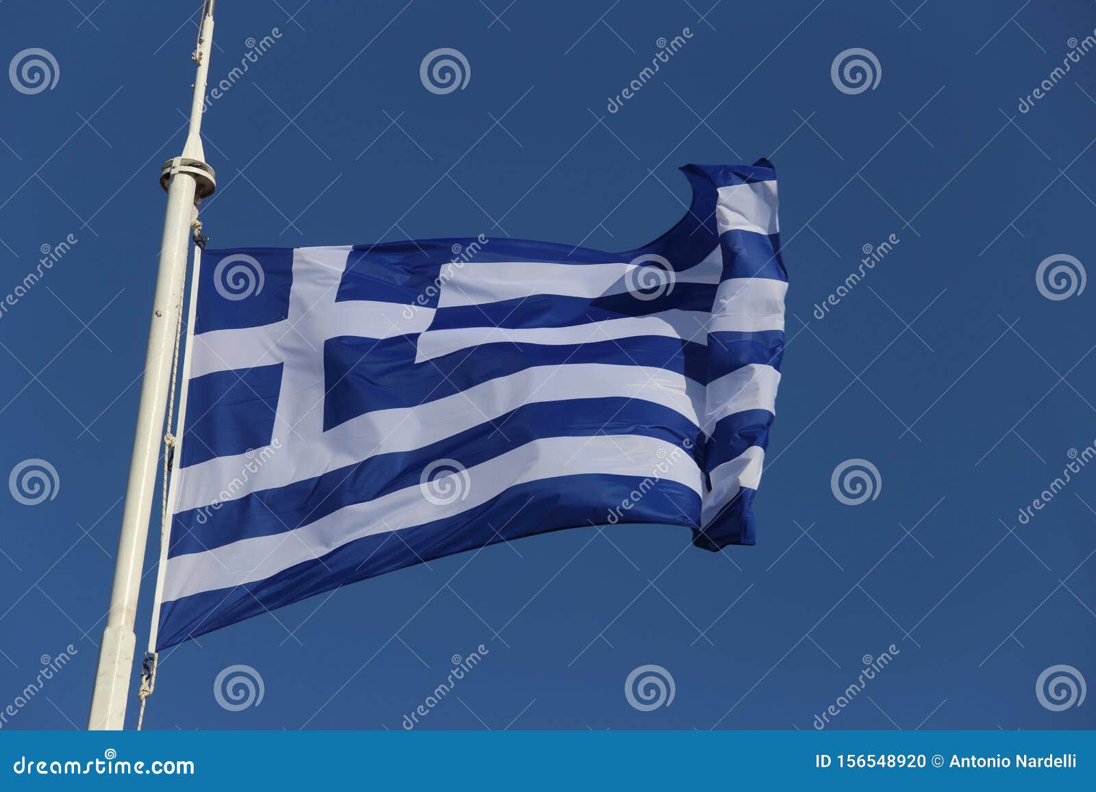 Greece Flag on Acropolis in Athene Stock Photo - Image of photograph ...