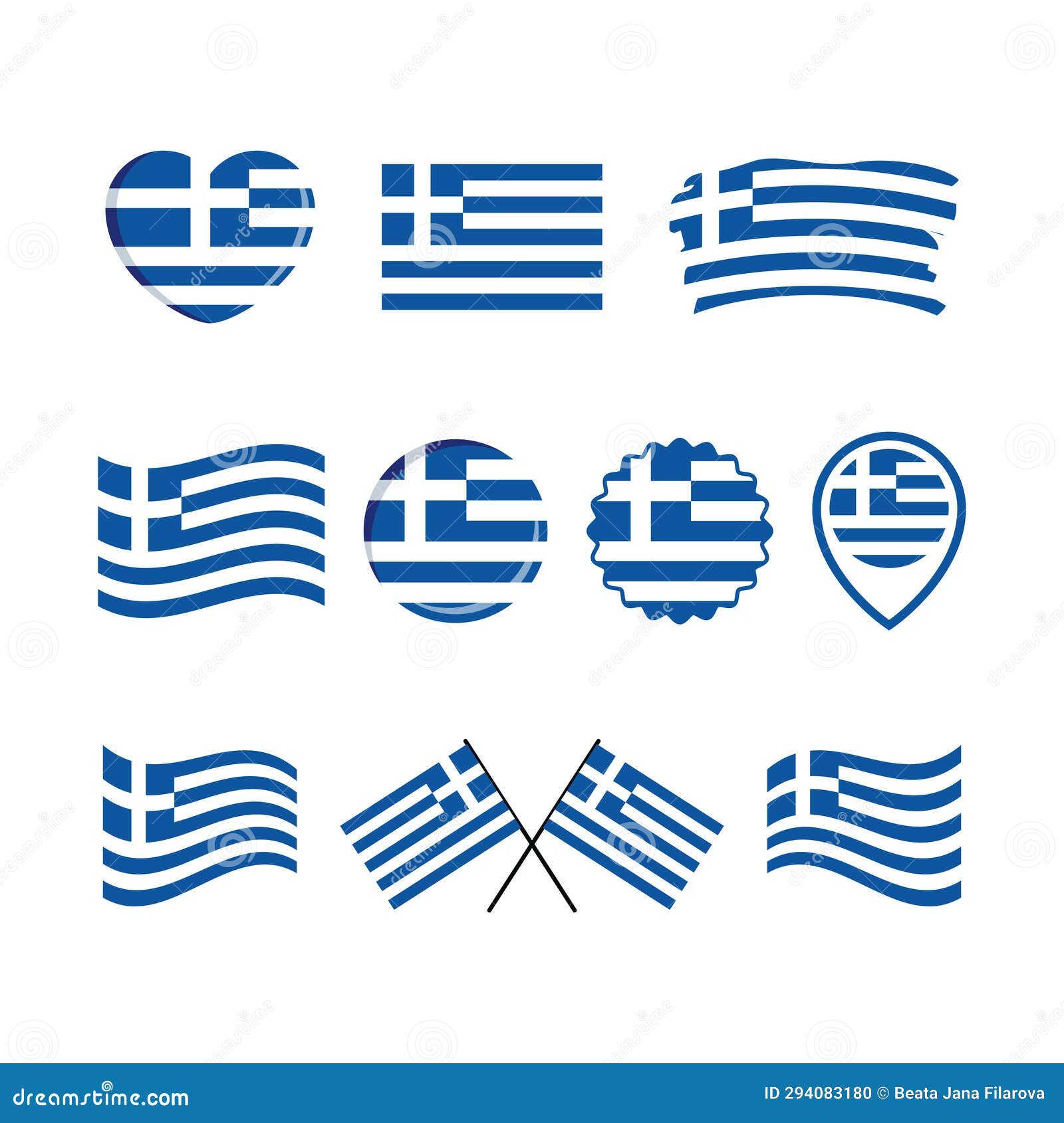 Greece Flag Icon Set Vector Isolated on a White Background Stock Vector ...