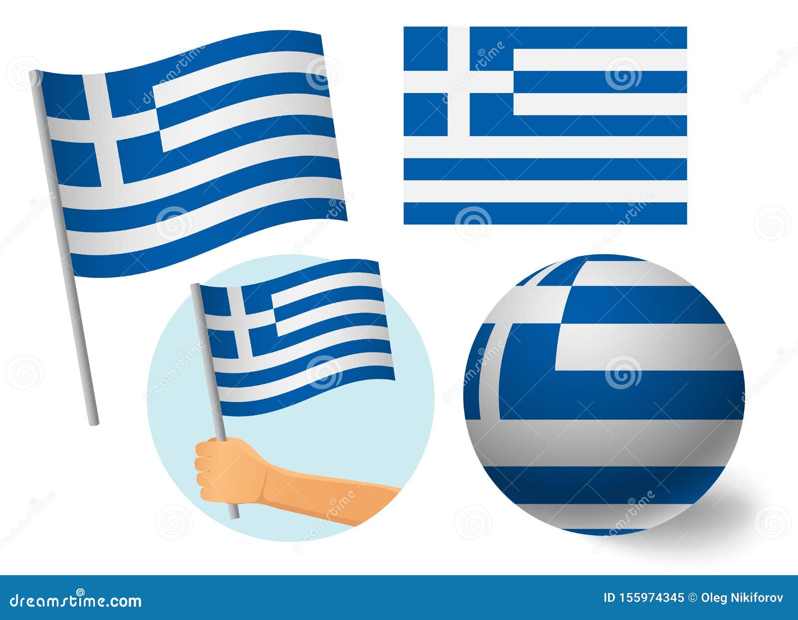 Greece flag icon set stock illustration. Illustration of vector - 155974345
