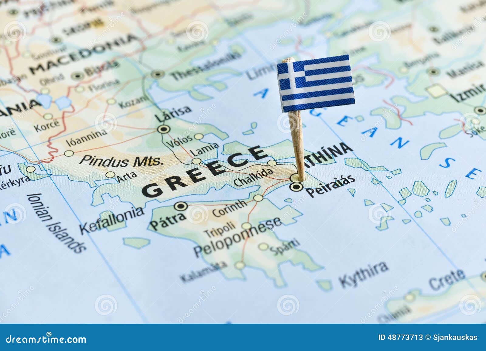 Greece flag pin on map stock image. Image of athens, holidays - 48773713