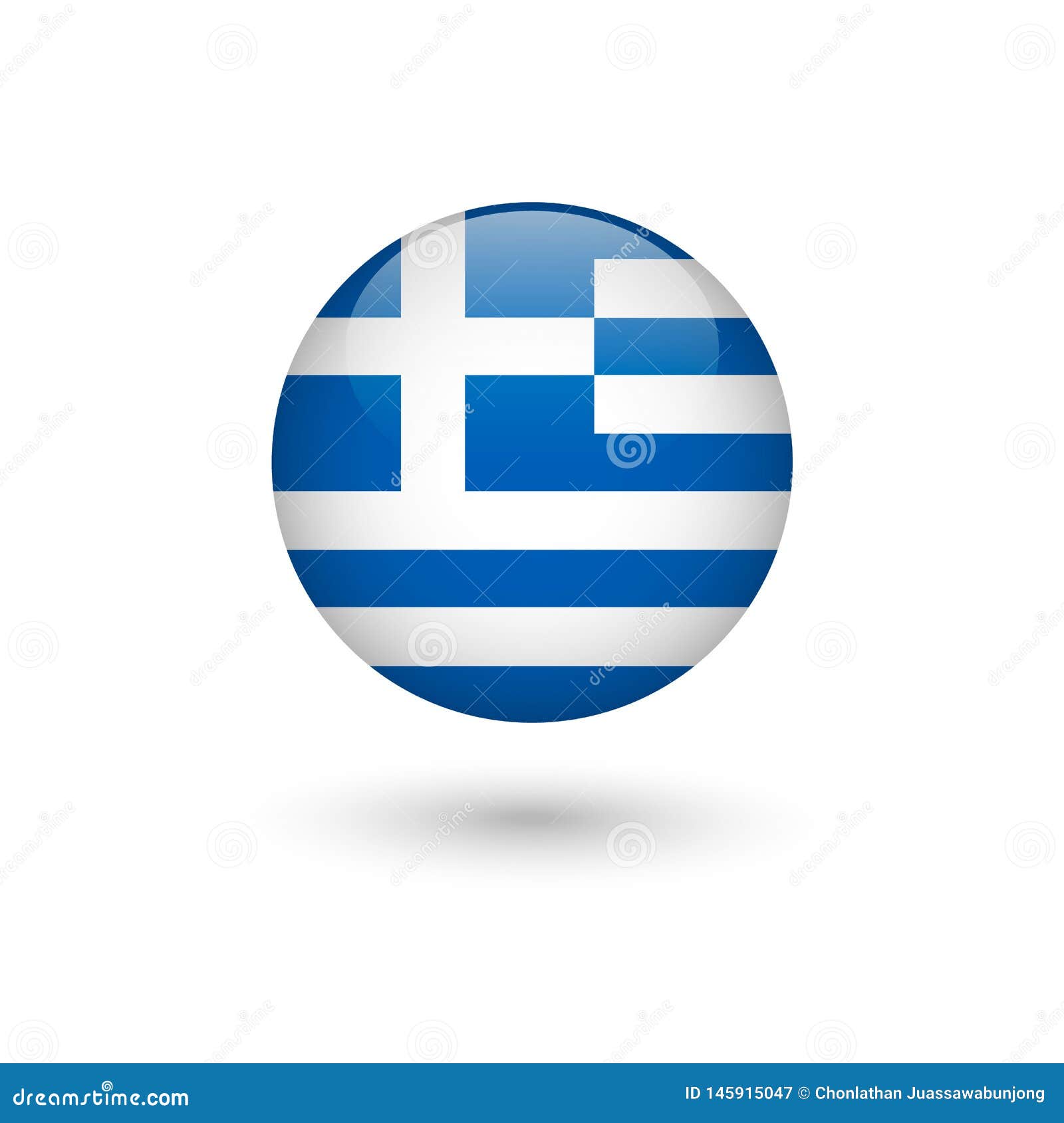 Greece flag round glossy stock vector. Illustration of graphic - 145915047