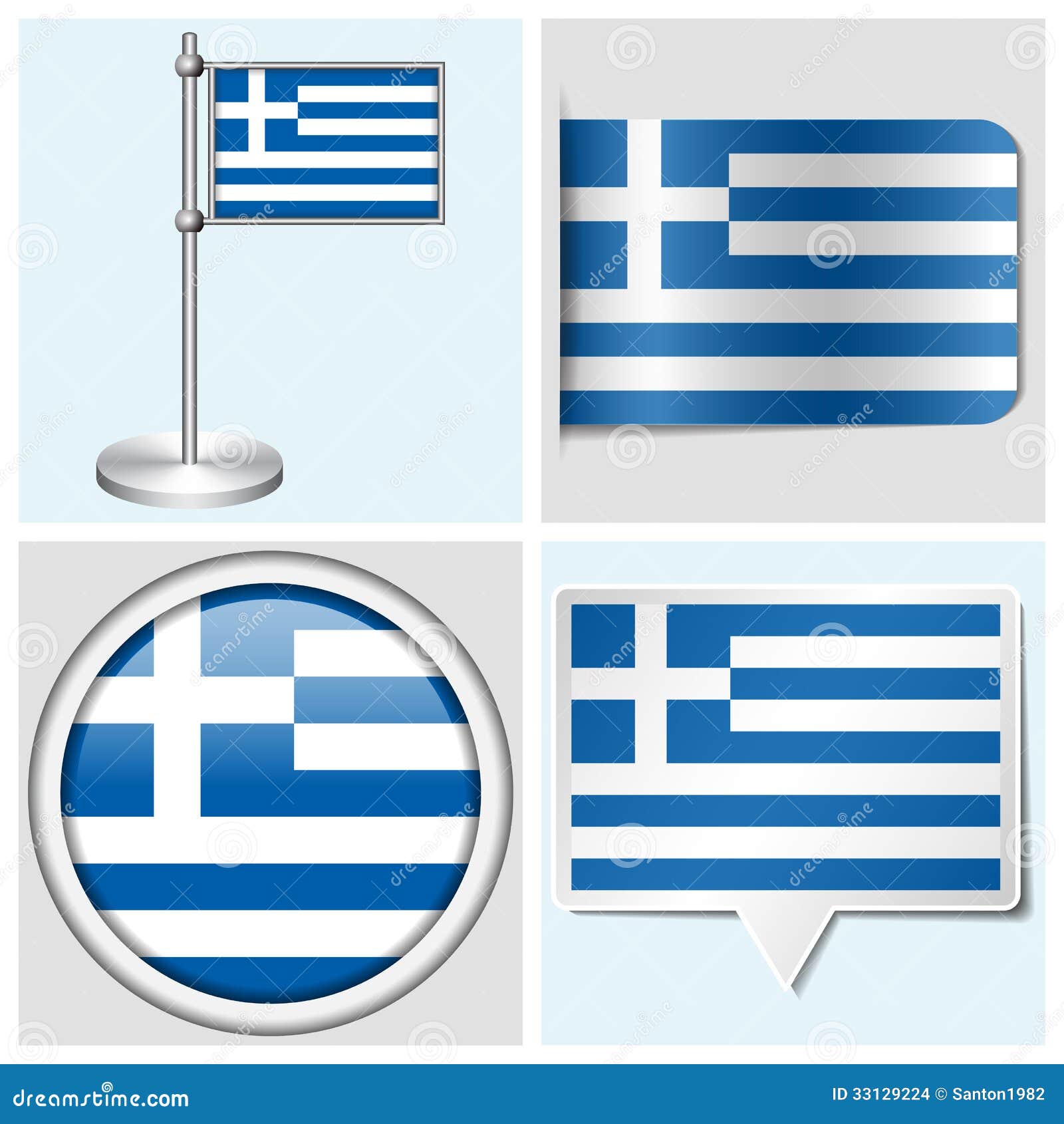 Greece Flag - Set of Sticker, Button, Label Stock Vector - Illustration ...