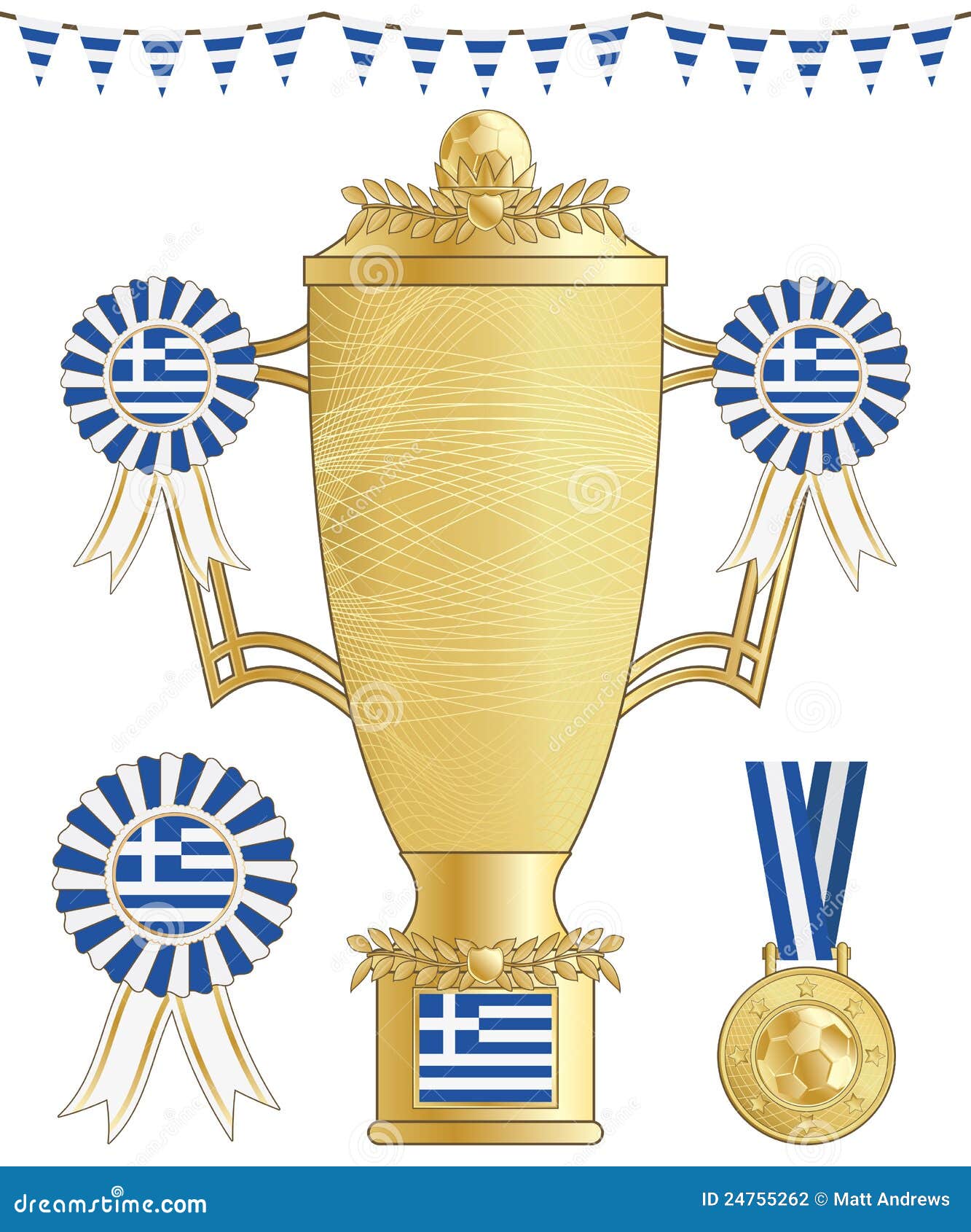Greece football trophy stock vector. Illustration of medal - 24755262