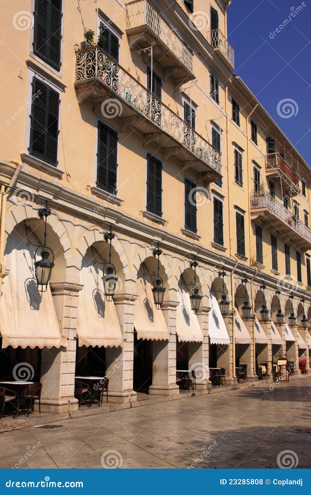 Corfu Liston Promenade Architecture And Details. Kerkyra Island Stock ...