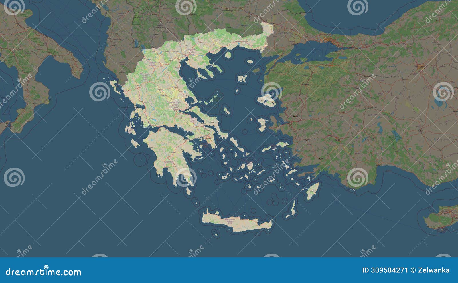 Greece Highlighted. Topo Standard Stock Illustration - Illustration of ...