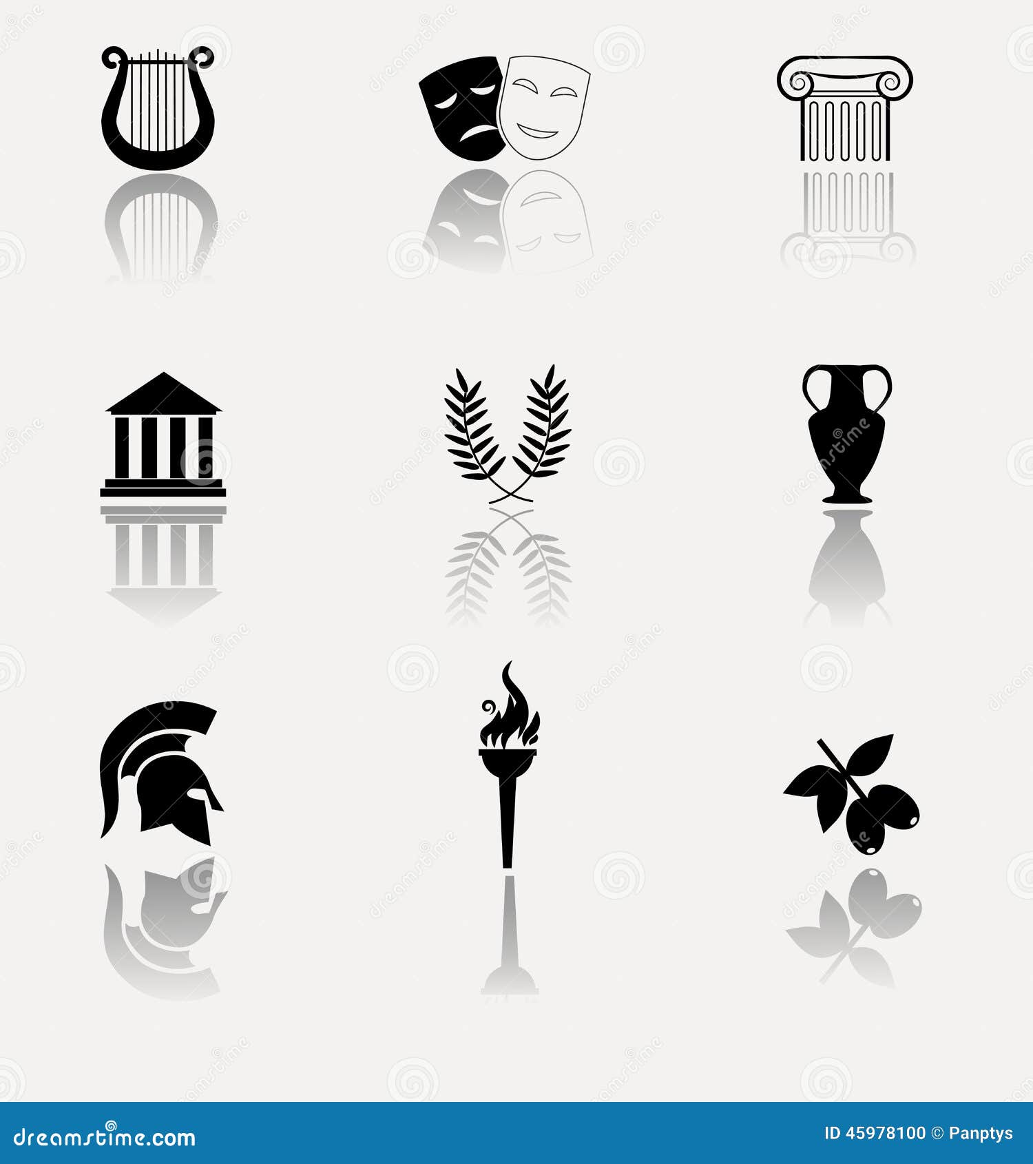 Greece icon set. stock vector. Illustration of parthenon - 45978100