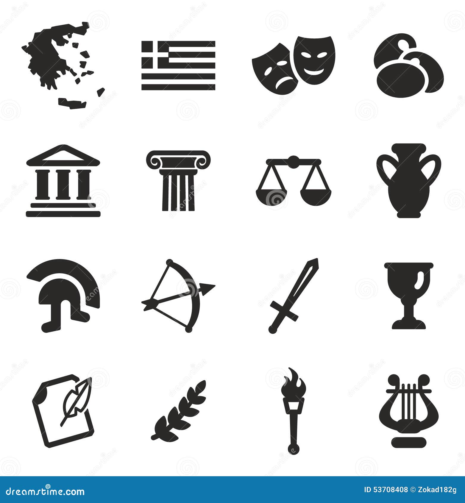 Greece Icons stock vector. Illustration of flag, arrow - 53708408
