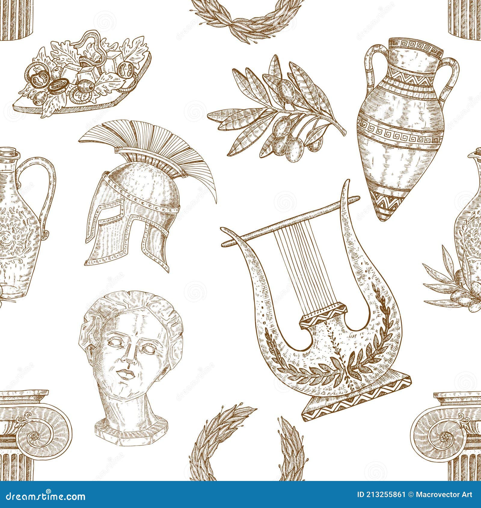 Greece Icons Seamless Pattern Stock Vector - Illustration of mask ...