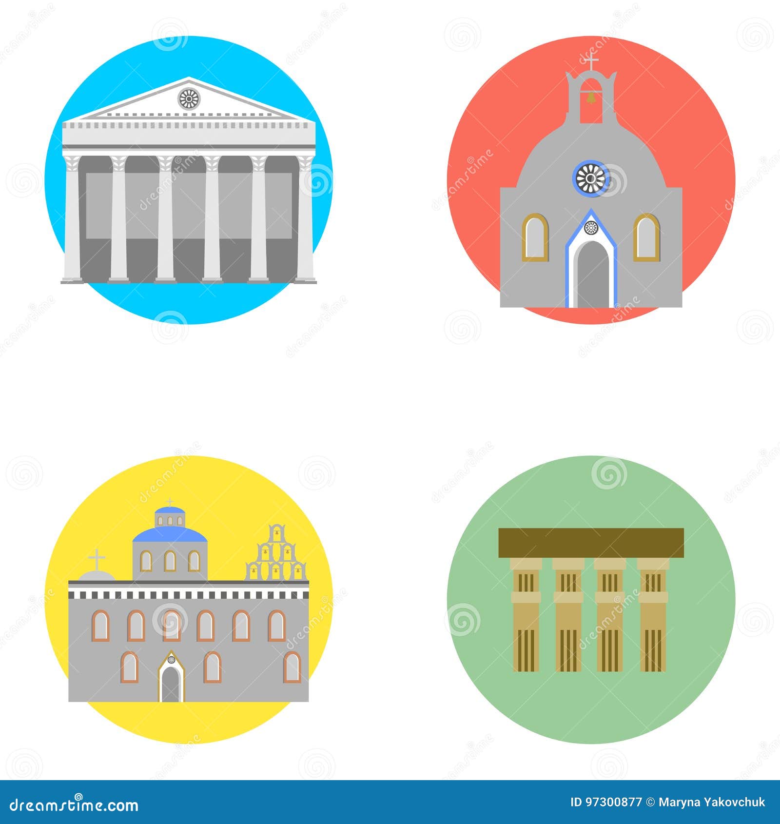 Greece icons set stock vector. Illustration of city, church - 97300877