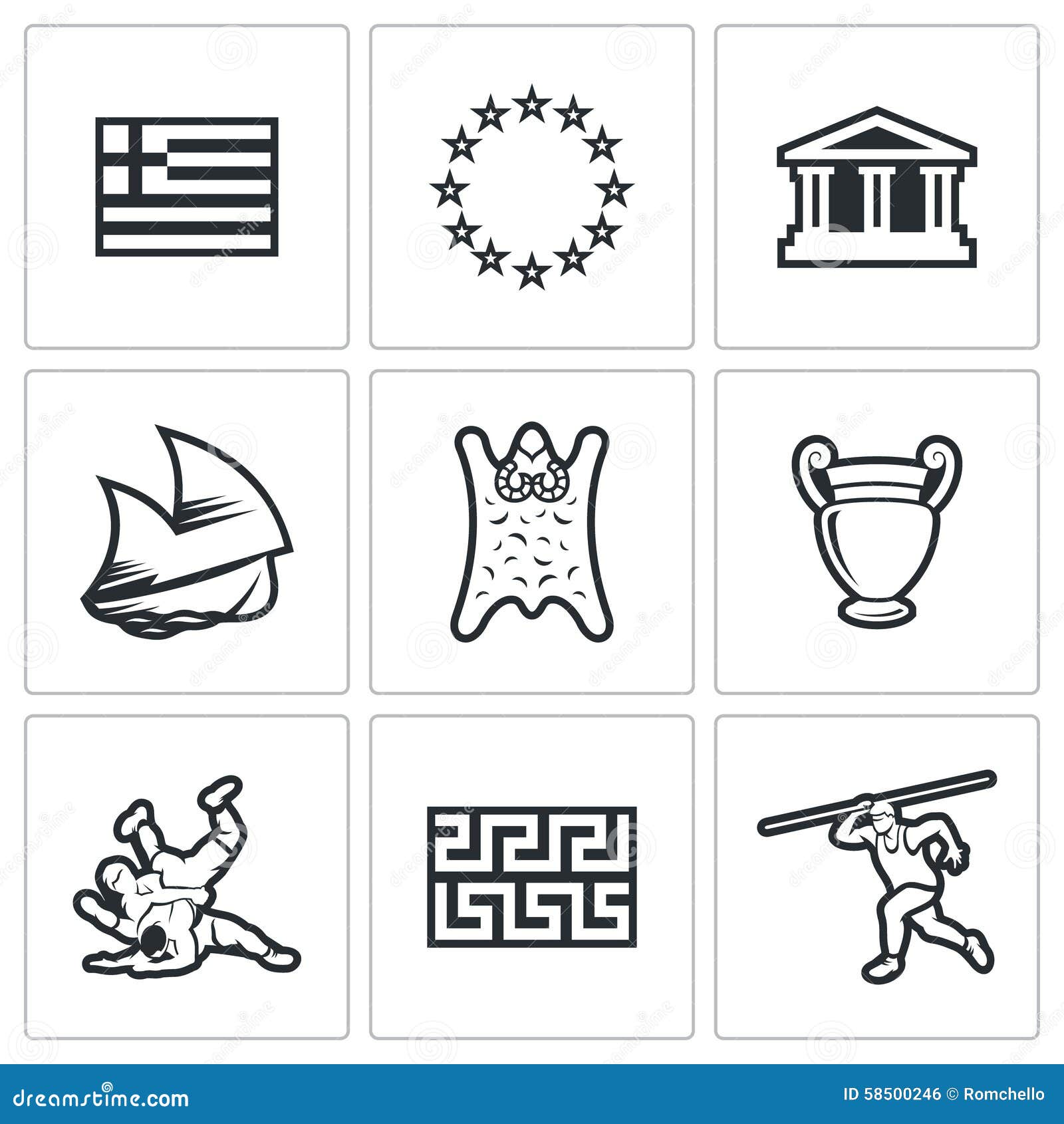 Greece Icons. Vector Illustration Stock Illustration - Illustration of ...