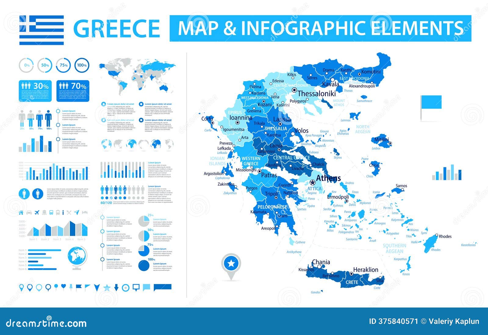 Greece - Infographic Map And Flag - Illustration | CartoonDealer.com ...