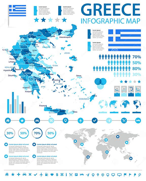 Greece - Infographic Map and Flag - Illustration Stock Illustration ...