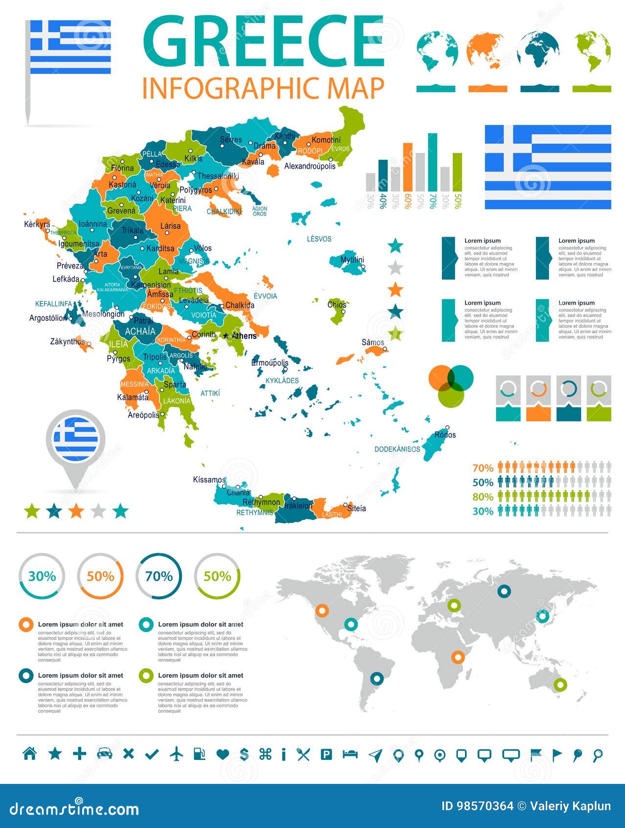 Greece - Infographic Map And Flag - Illustration | CartoonDealer.com ...