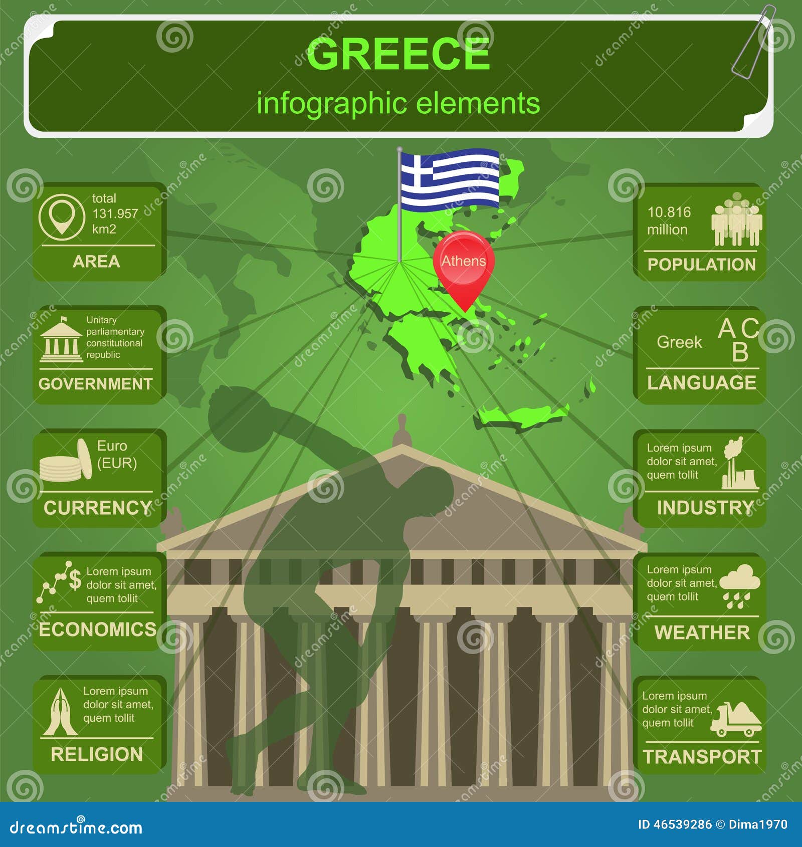 Greece Infographics, Statistical Data, Sights Stock Vector ...