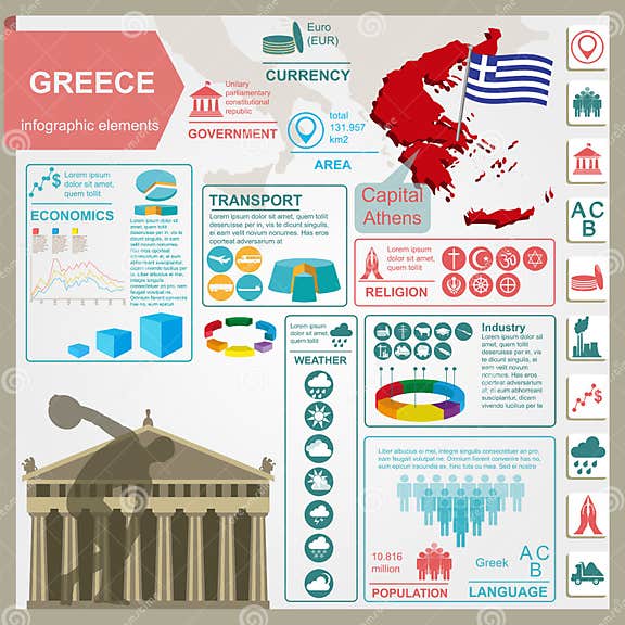 Greece Infographics, Statistical Data, Sights Stock Vector ...