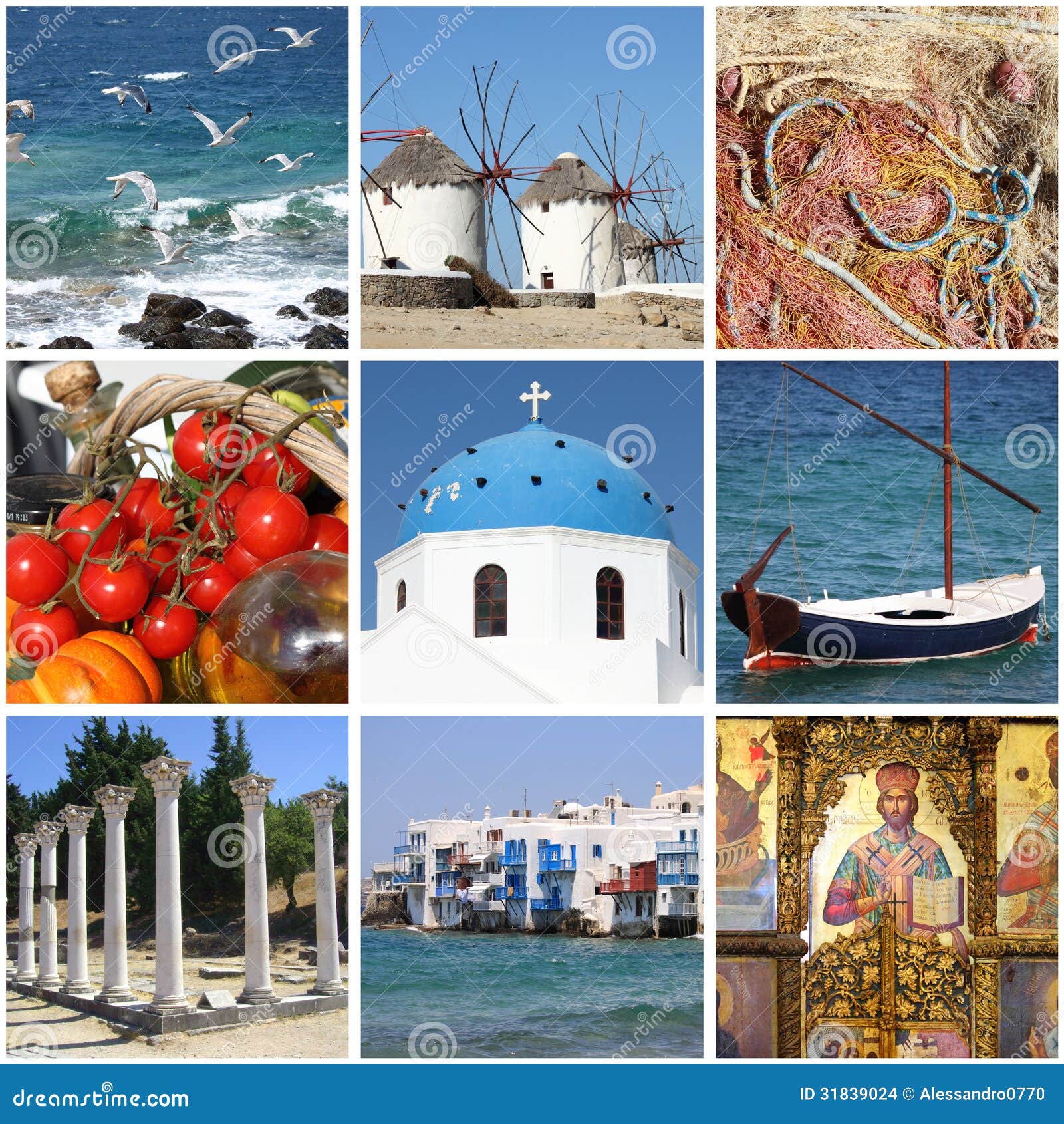 Greece landmarks collage stock photo. Image of greece - 31839024