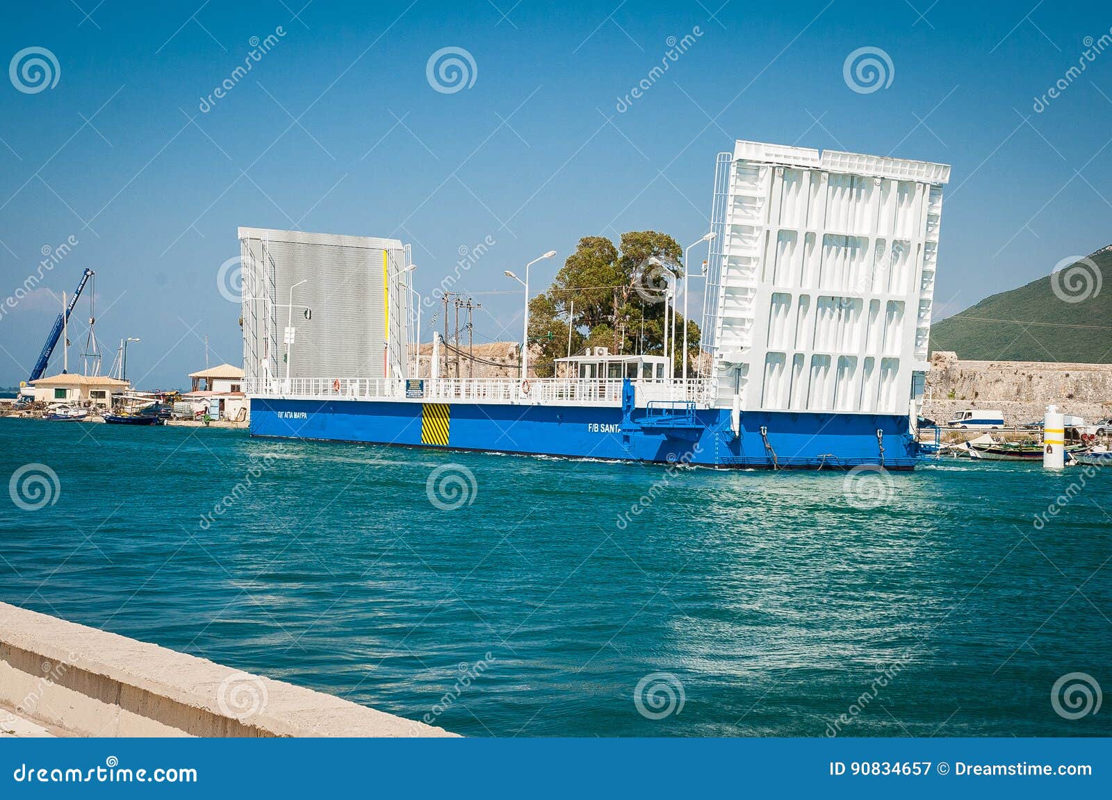 2016 Greece Lefkada. Moving Bridge between Island and Continent ...