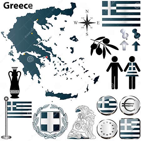 Greece map stock vector. Illustration of button, administrative - 28349240