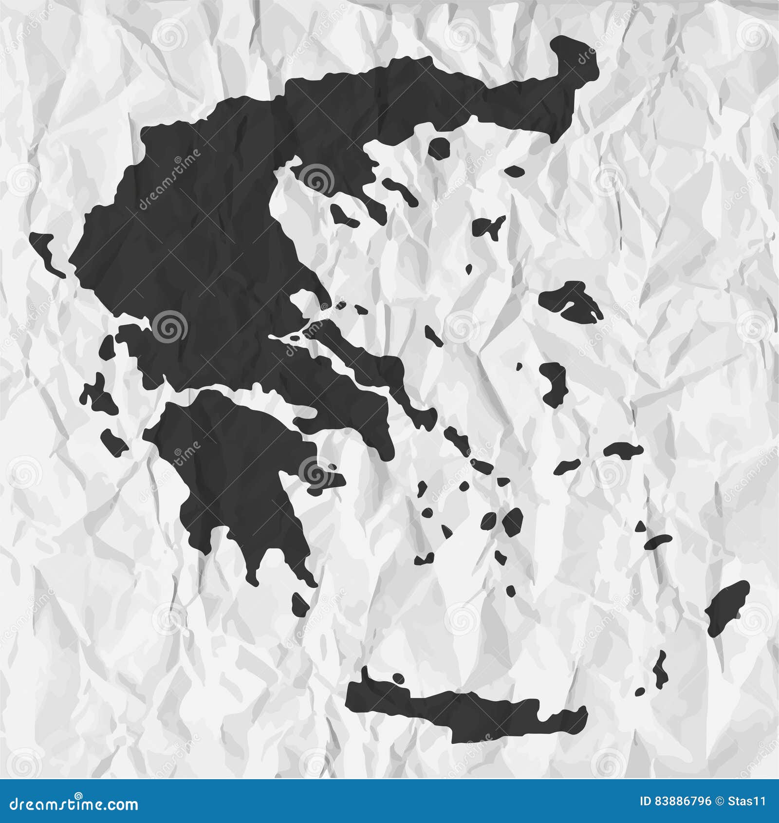 Greece Map In Black On A Background Crumpled Paper Vector Illustration ...