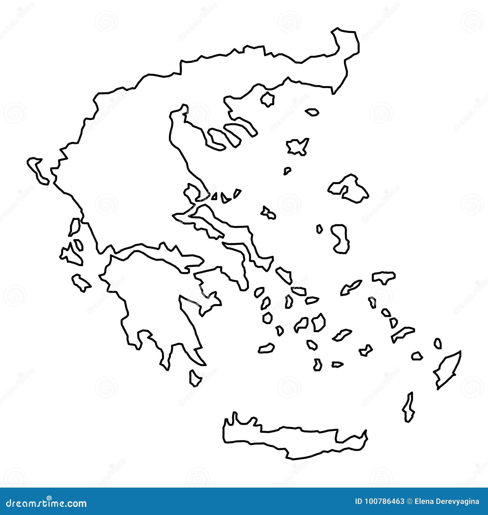 Greece Map of Black Contour Curves, Vector Illustration Stock Vector ...