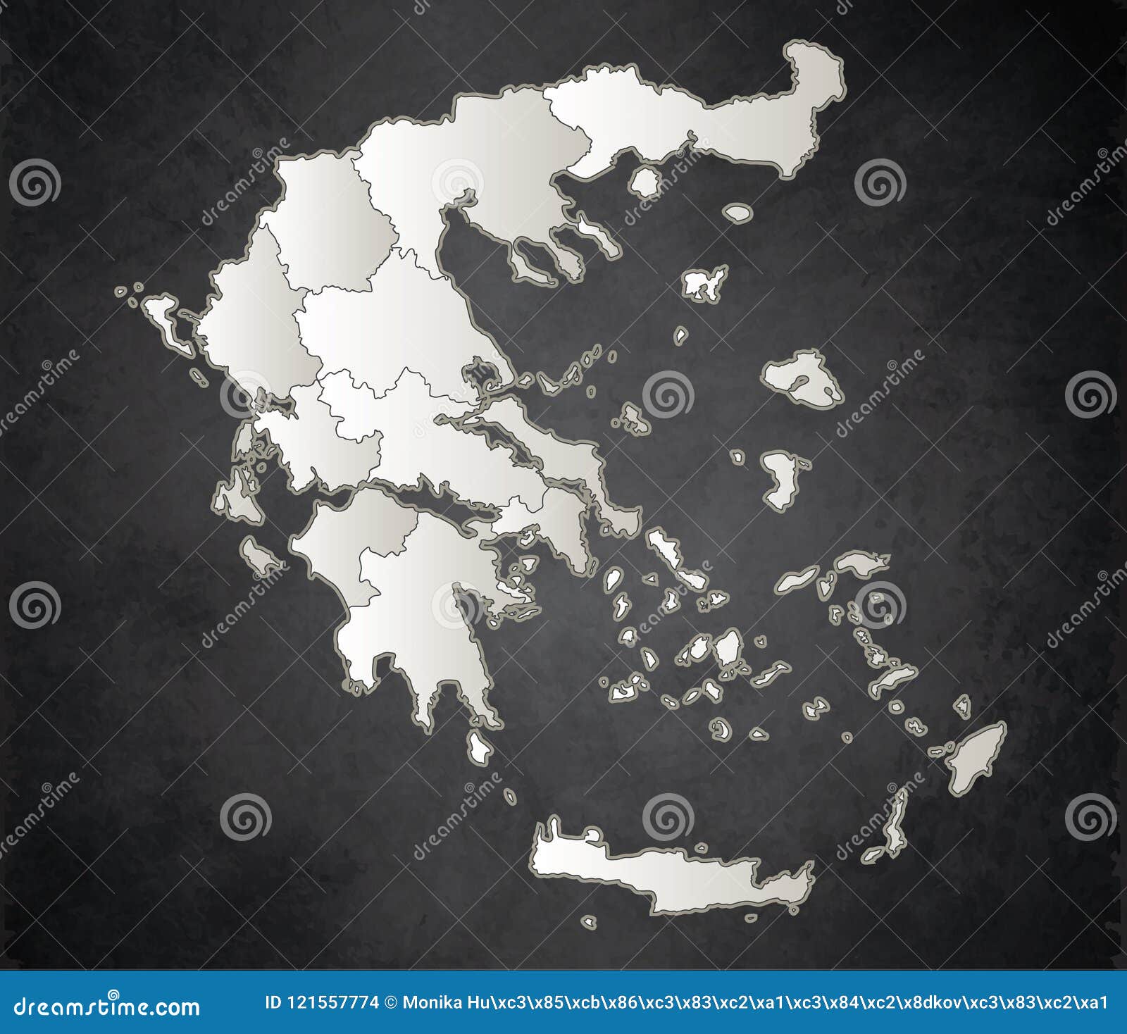 Blank Map Of Greece. Departments Of Greece Map. High Detailed Gray ...