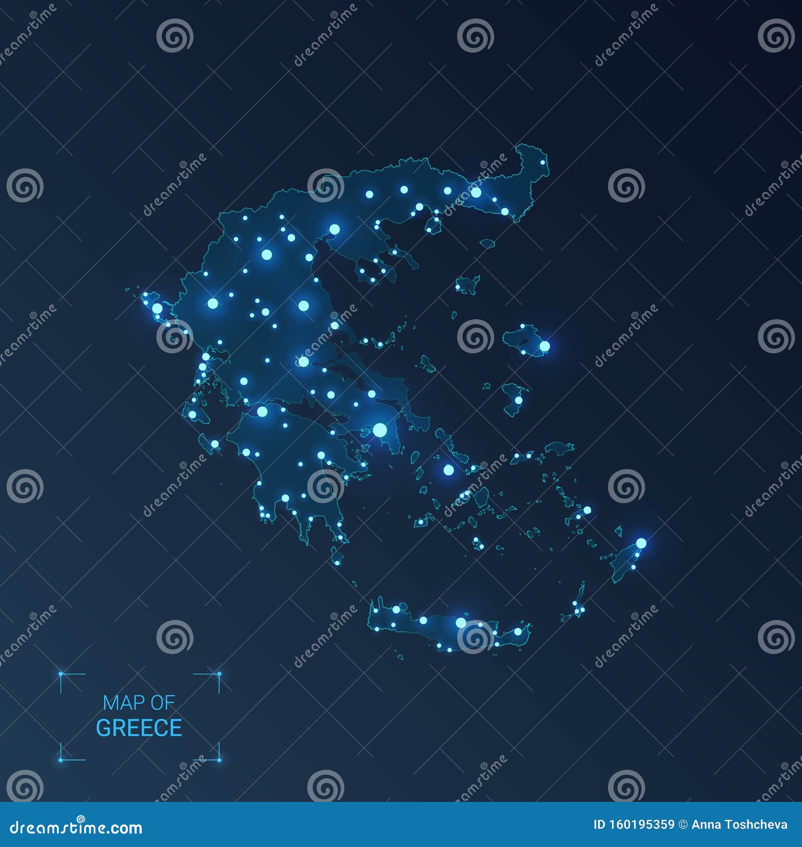 Greece map with cities. stock vector. Illustration of communication ...