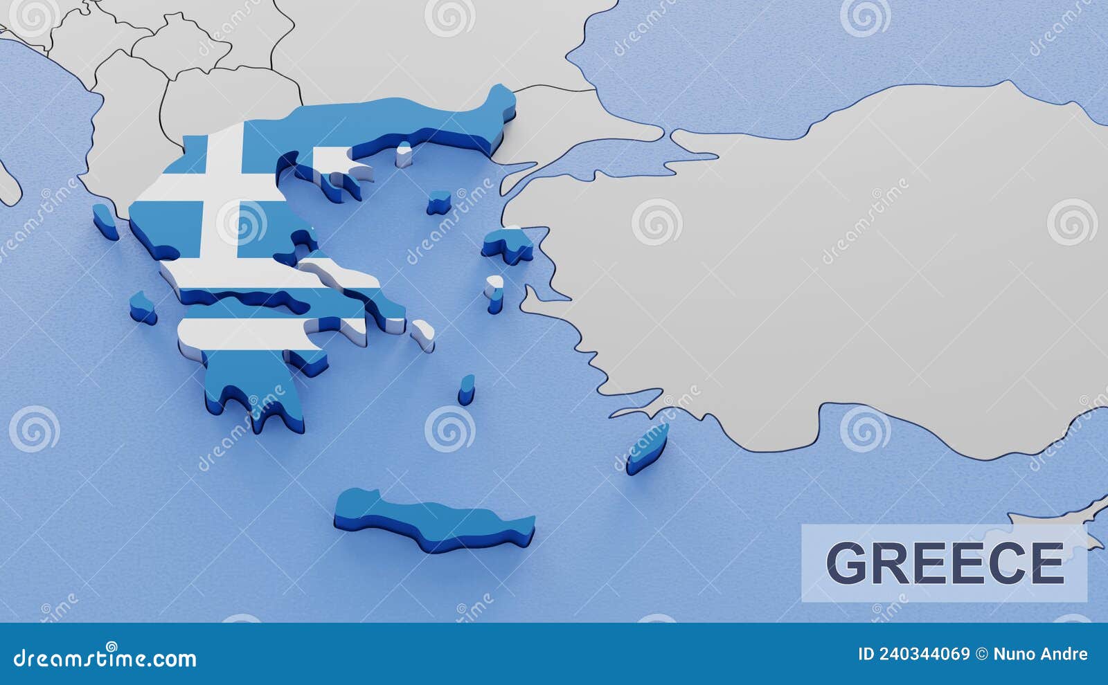 Greece map 3D illustration stock illustration. Illustration of design ...