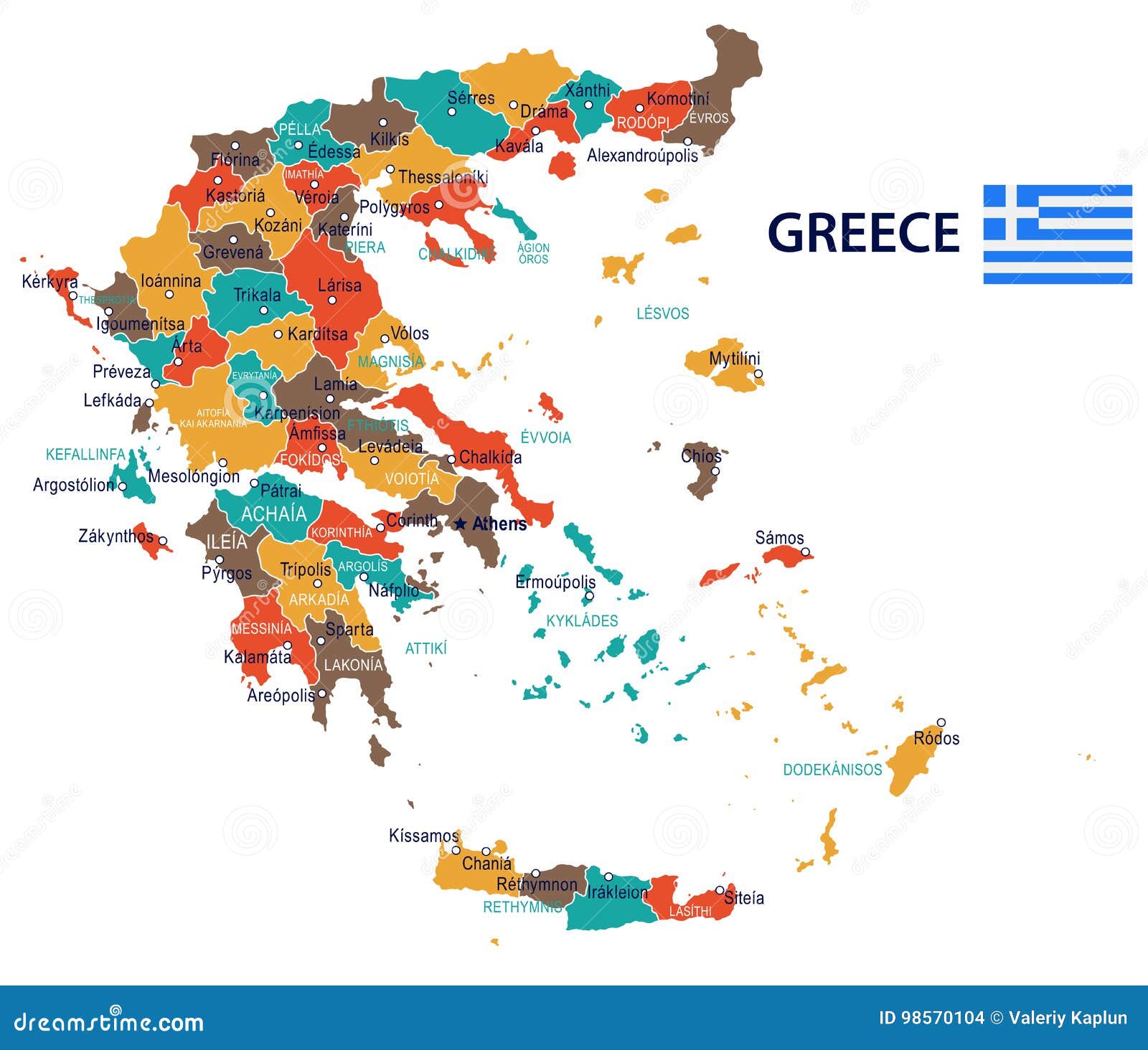 Greece - Map and Flag - Illustration Stock Illustration - Illustration ...