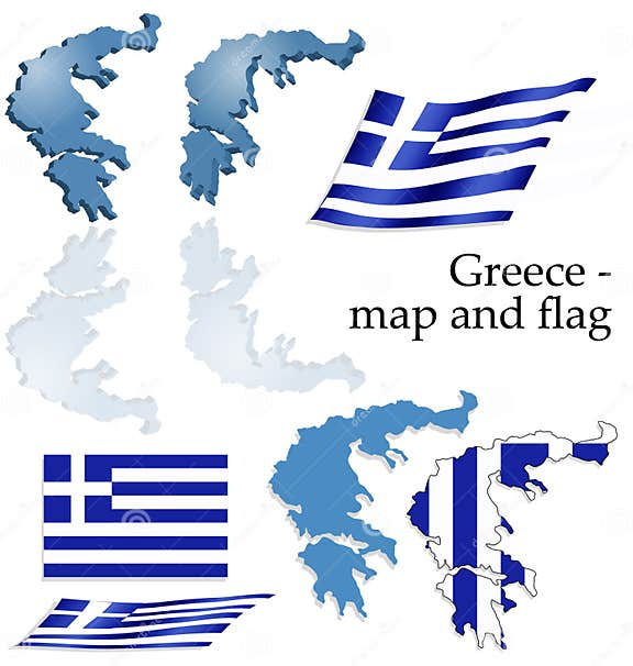 Greece - map and flag set stock vector. Illustration of state - 10045049