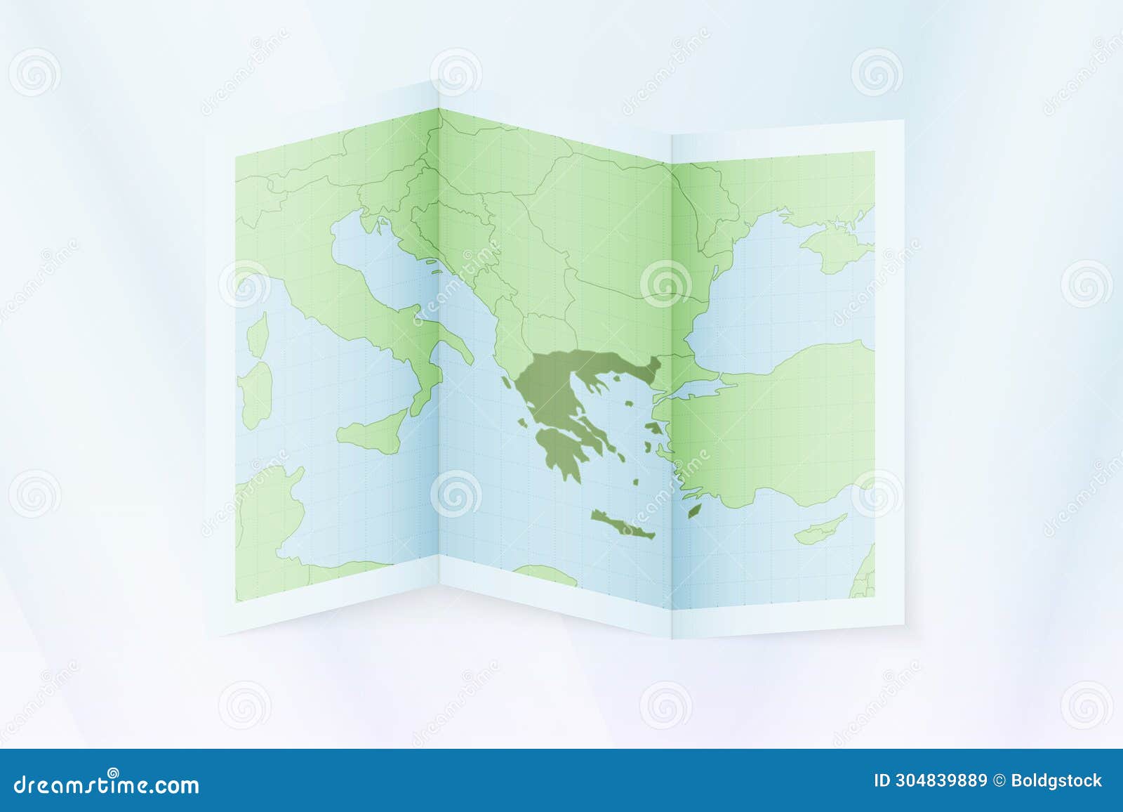 Greece Map, Folded Paper with Greece Map Stock Vector - Illustration of ...