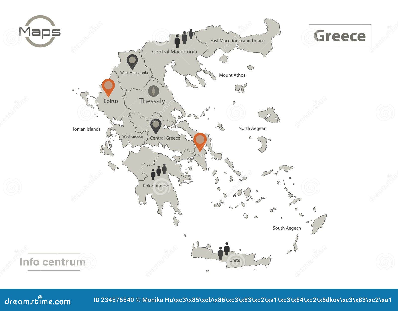 Greece Map Infographics Vector Template With Regions And Pointer Marks | CartoonDealer.com ...