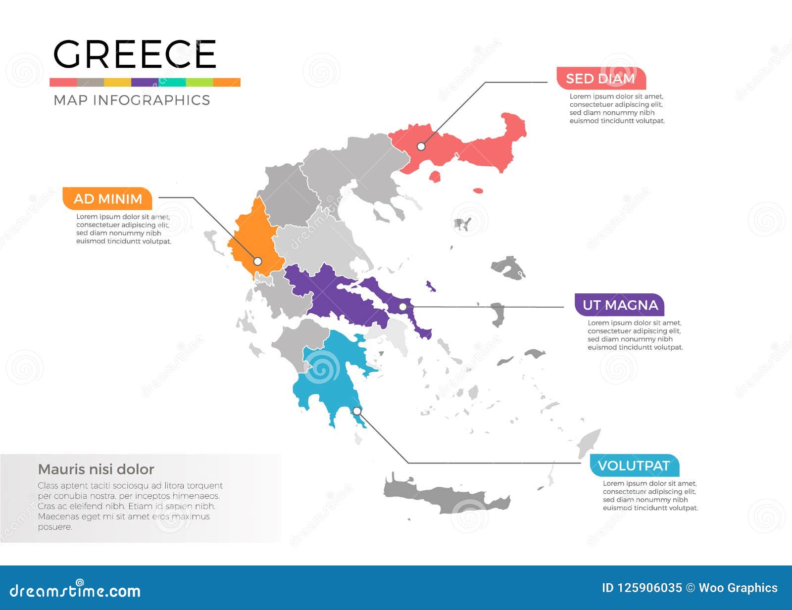 Greece Map Infographics Vector Template With Regions And Pointer Marks | CartoonDealer.com ...
