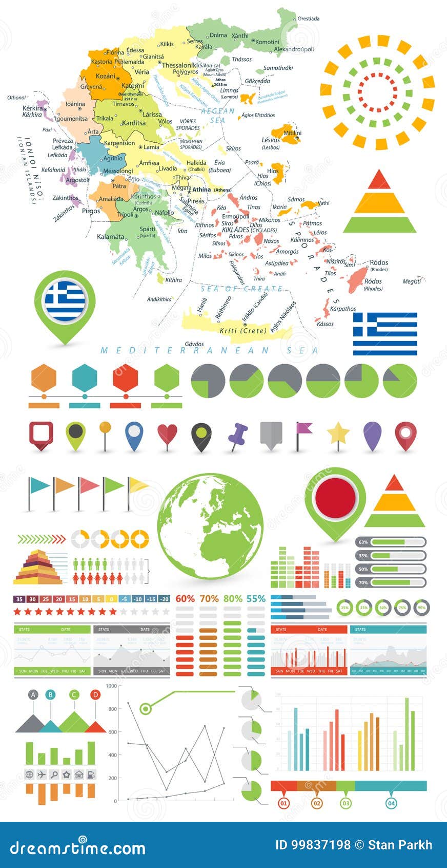 Greece Map and Infographics Design Elements. on White Stock Vector ...