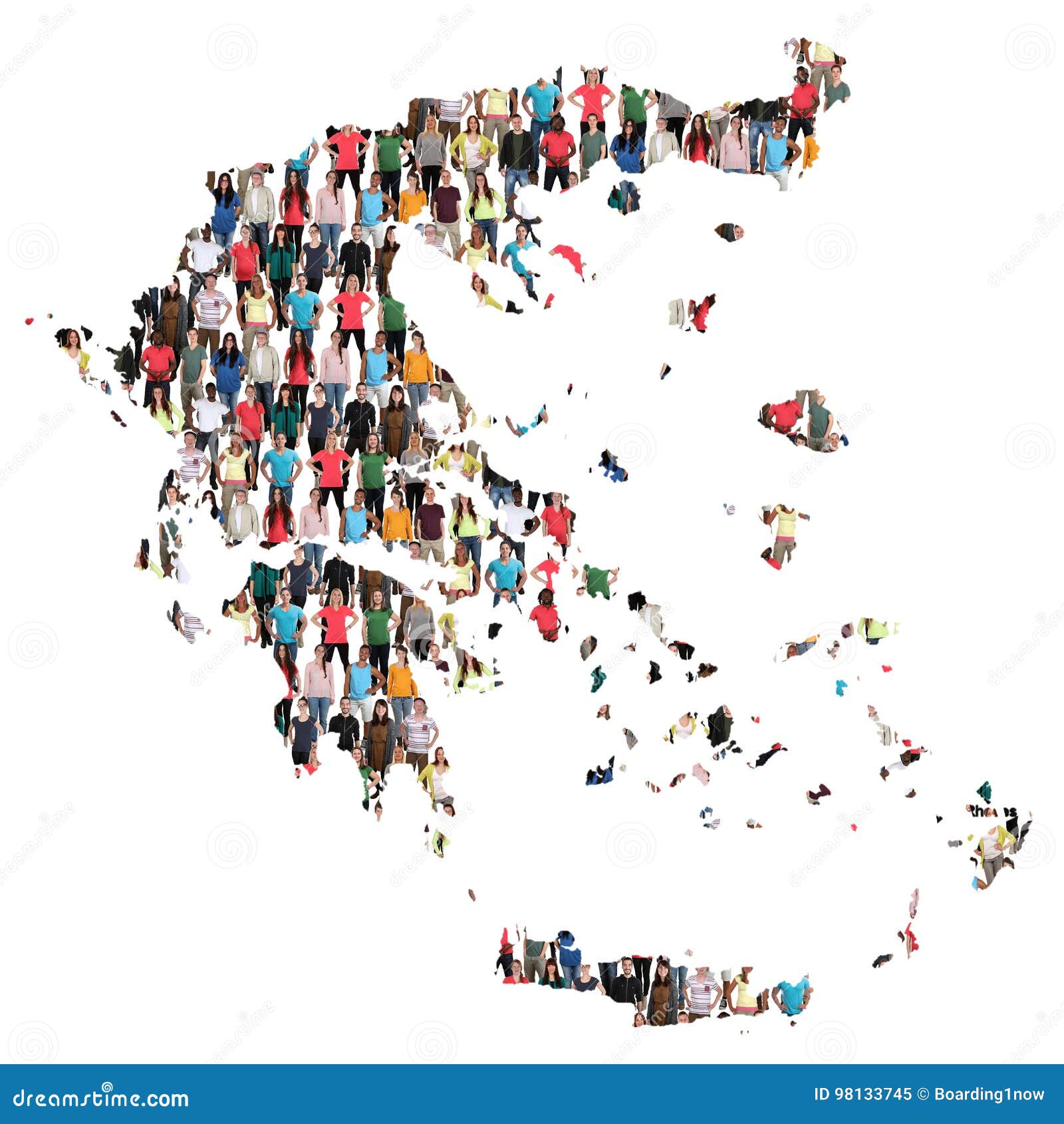 Greece Map Multicultural Group of People Integration Immigration Stock ...