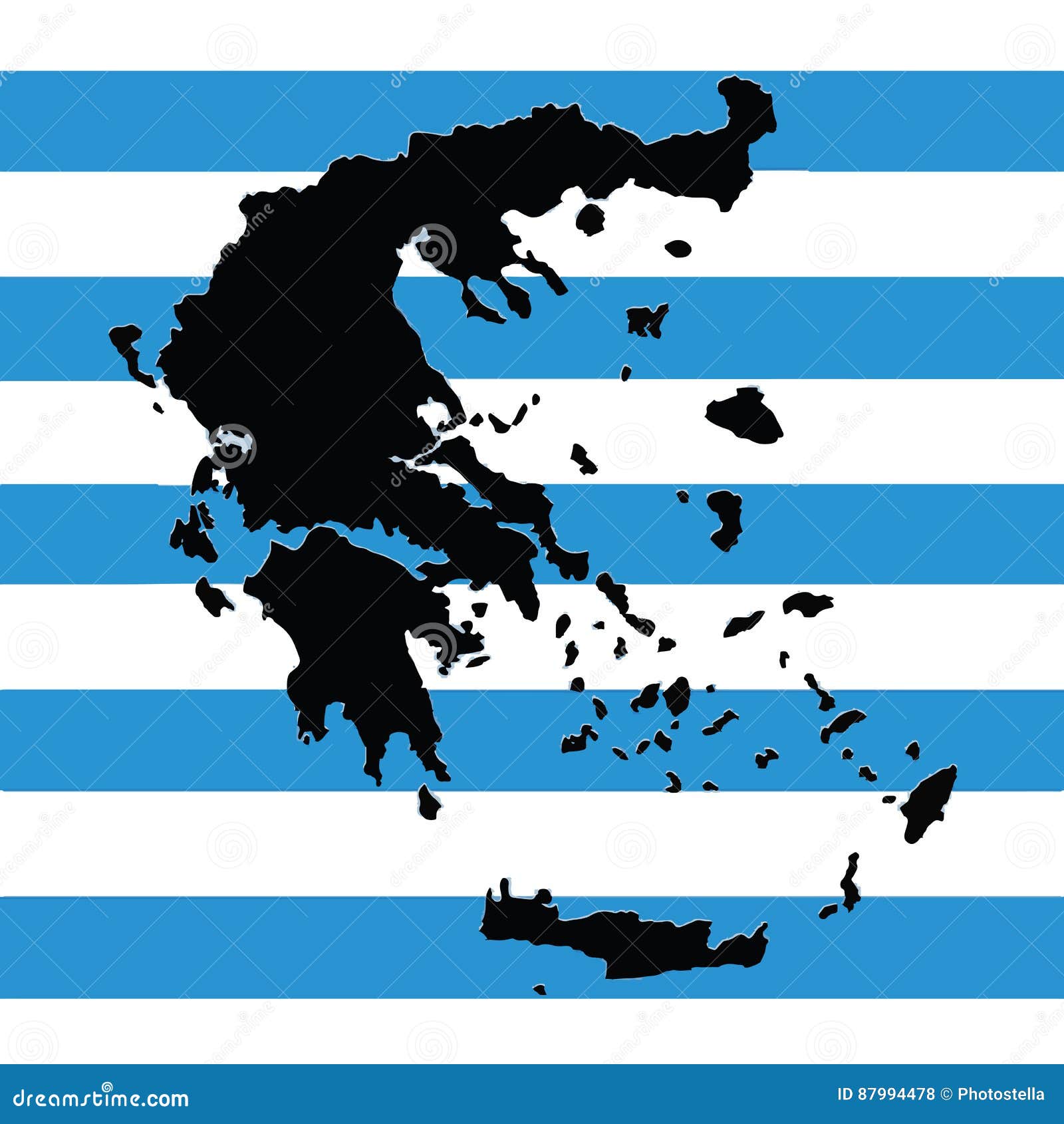 Greece Map Vector with the Greek Flag Stock Vector - Illustration of ...