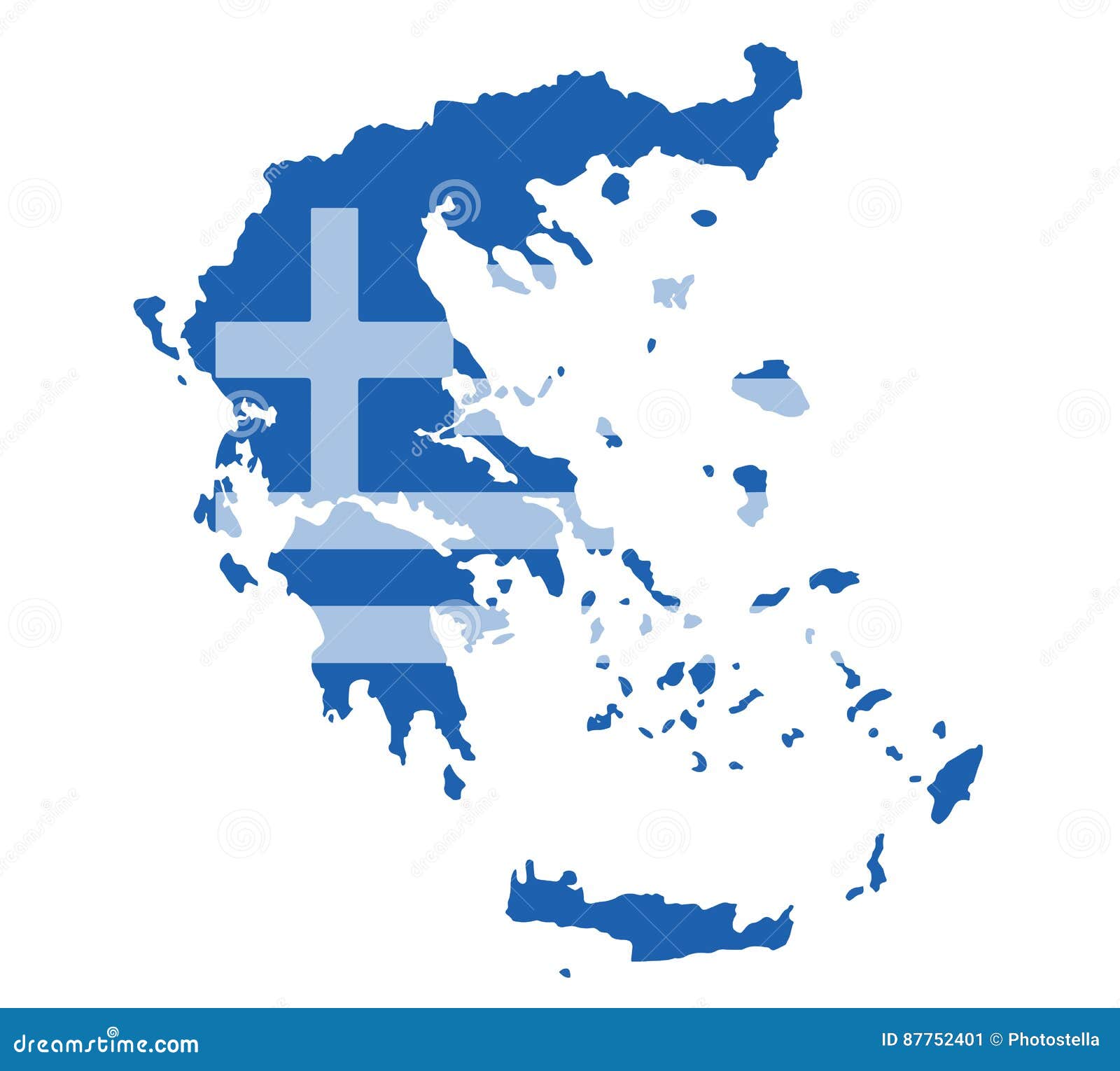 Greece Map Vector with the Greek Flag Stock Vector - Illustration of ...