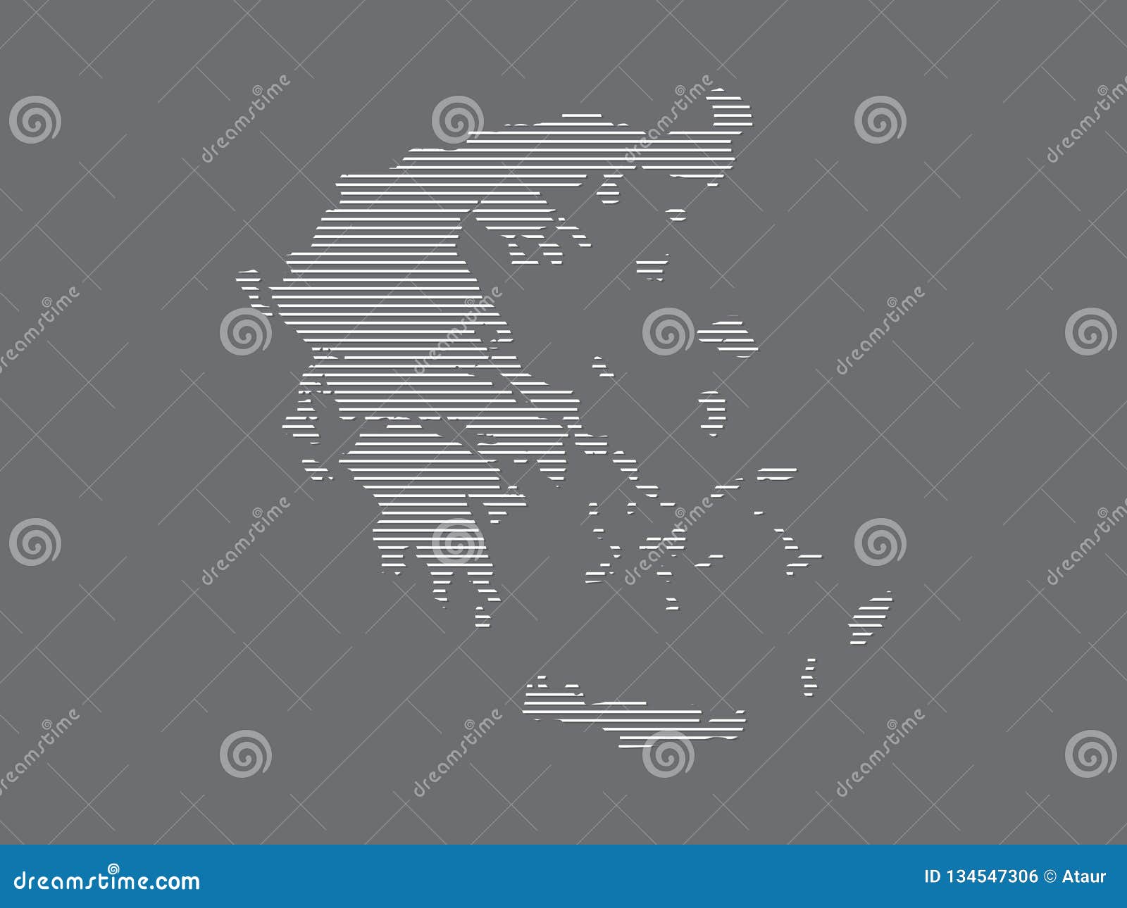 Greece Map Vector Illustration Using Simple Straight Lines of White ...