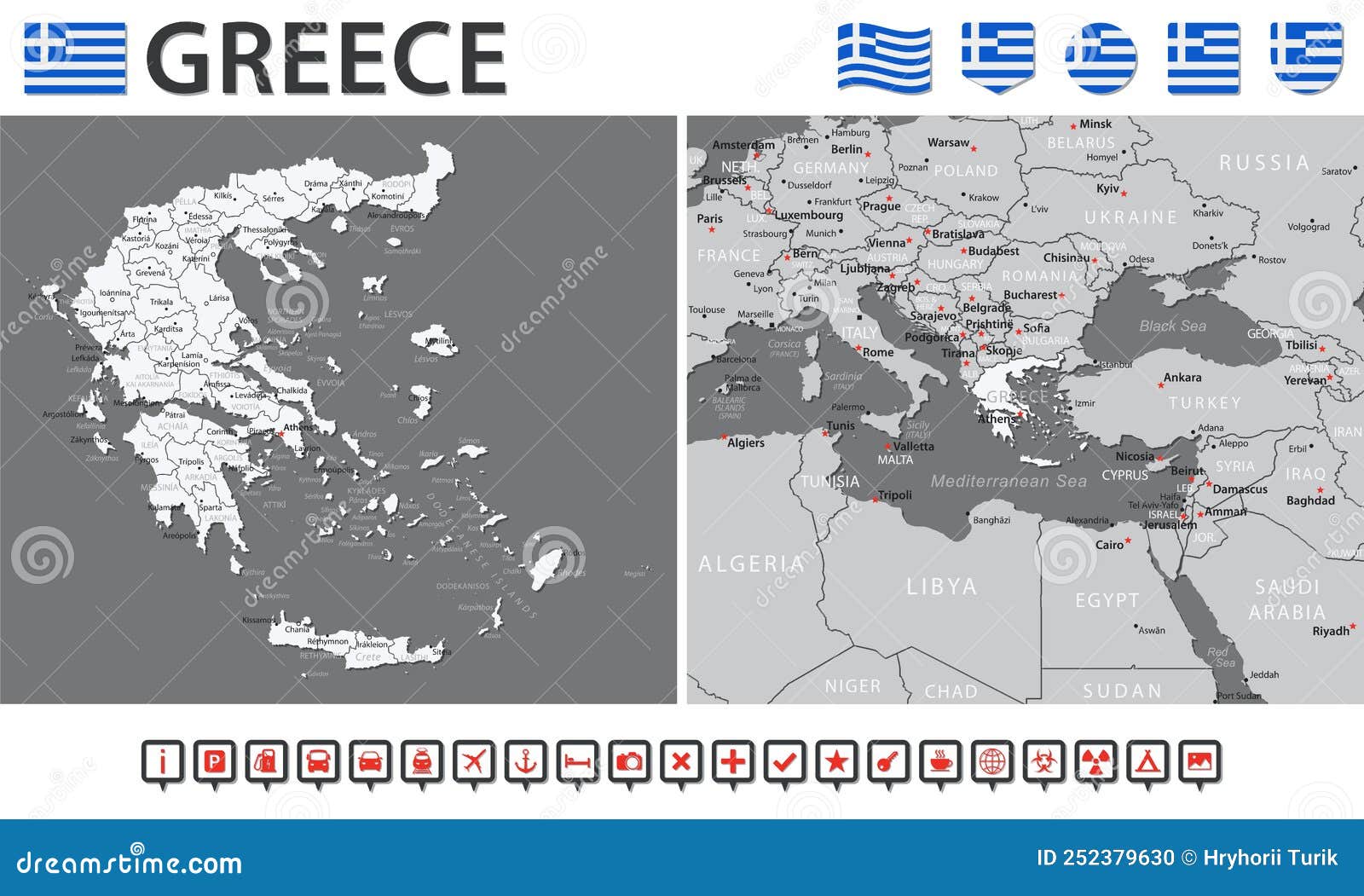 Greece Map - Vector Infographic Set Stock Illustration - Illustration ...