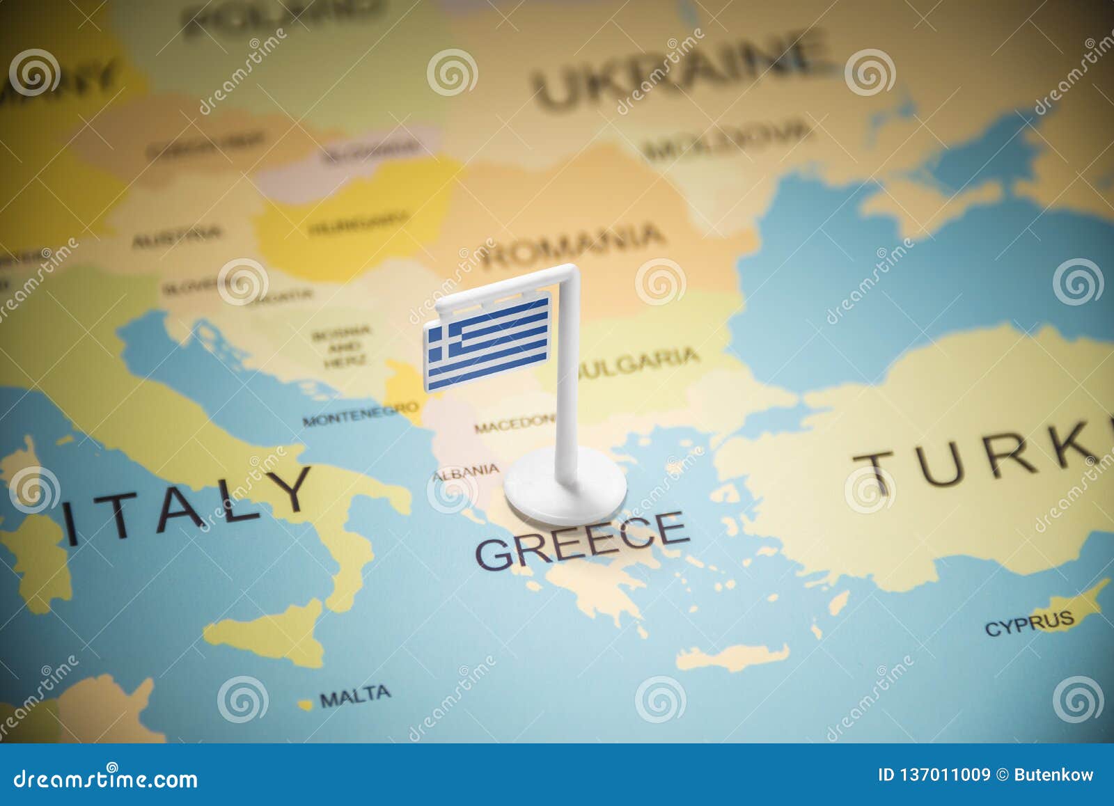 Greece Marked with a Flag on the Map Stock Image - Image of political ...