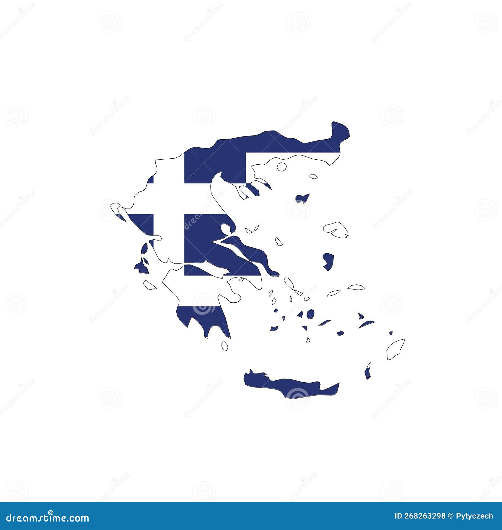 Greece National Flag in a Shape of Country Map Stock Vector ...