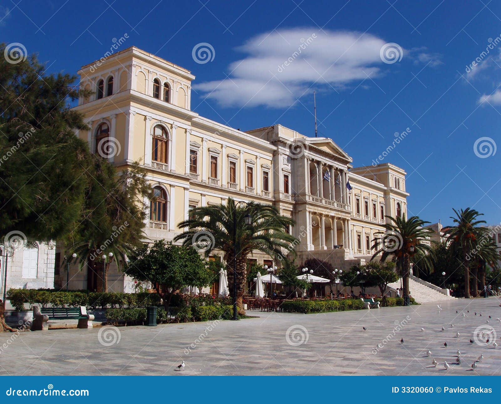 Greece, Neoclassical Building - Syros Stock Photo - Image of bath ...